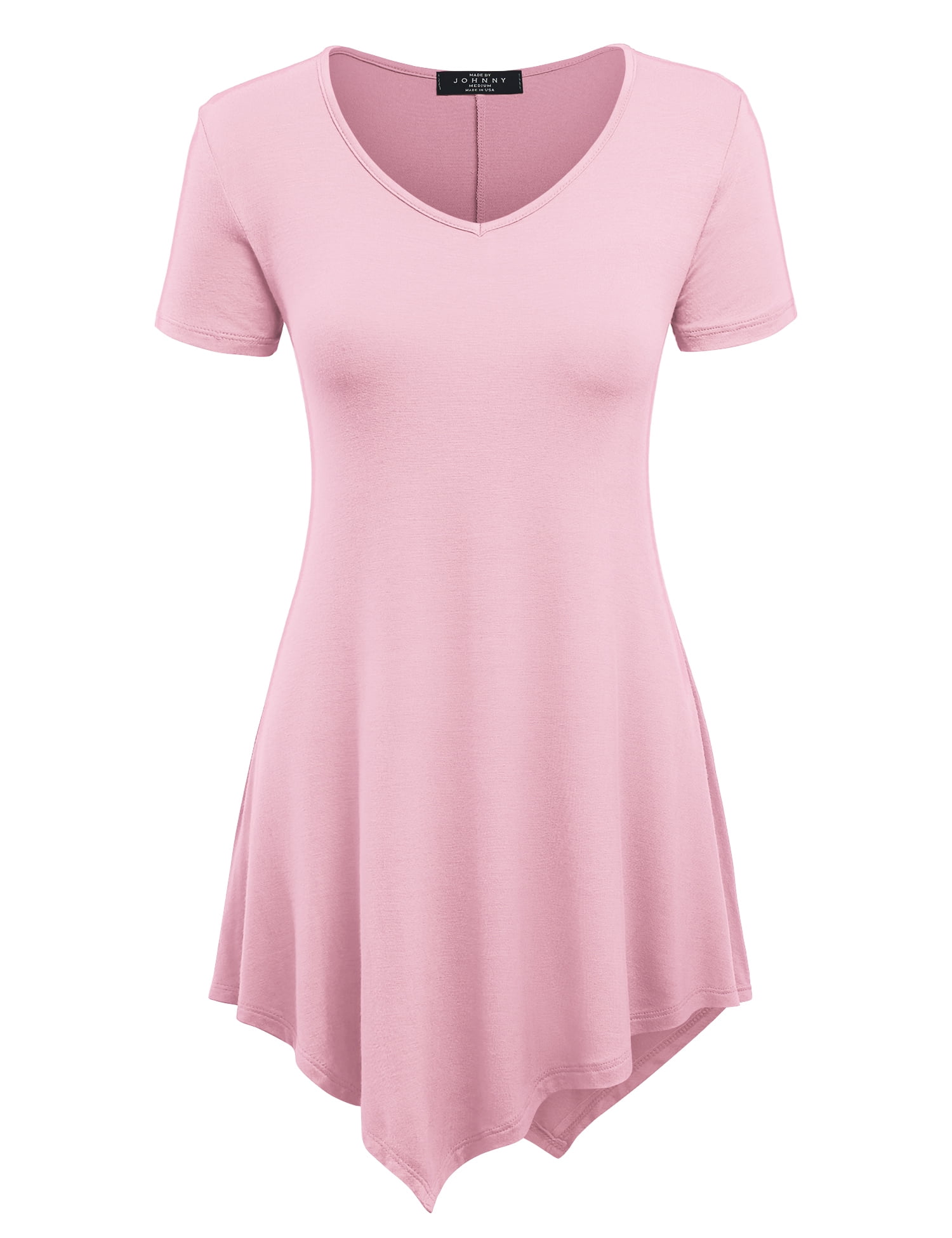 Made by Johnny Women's V-Neck Asymmetrical Tunic Top L PINK - Walmart.com