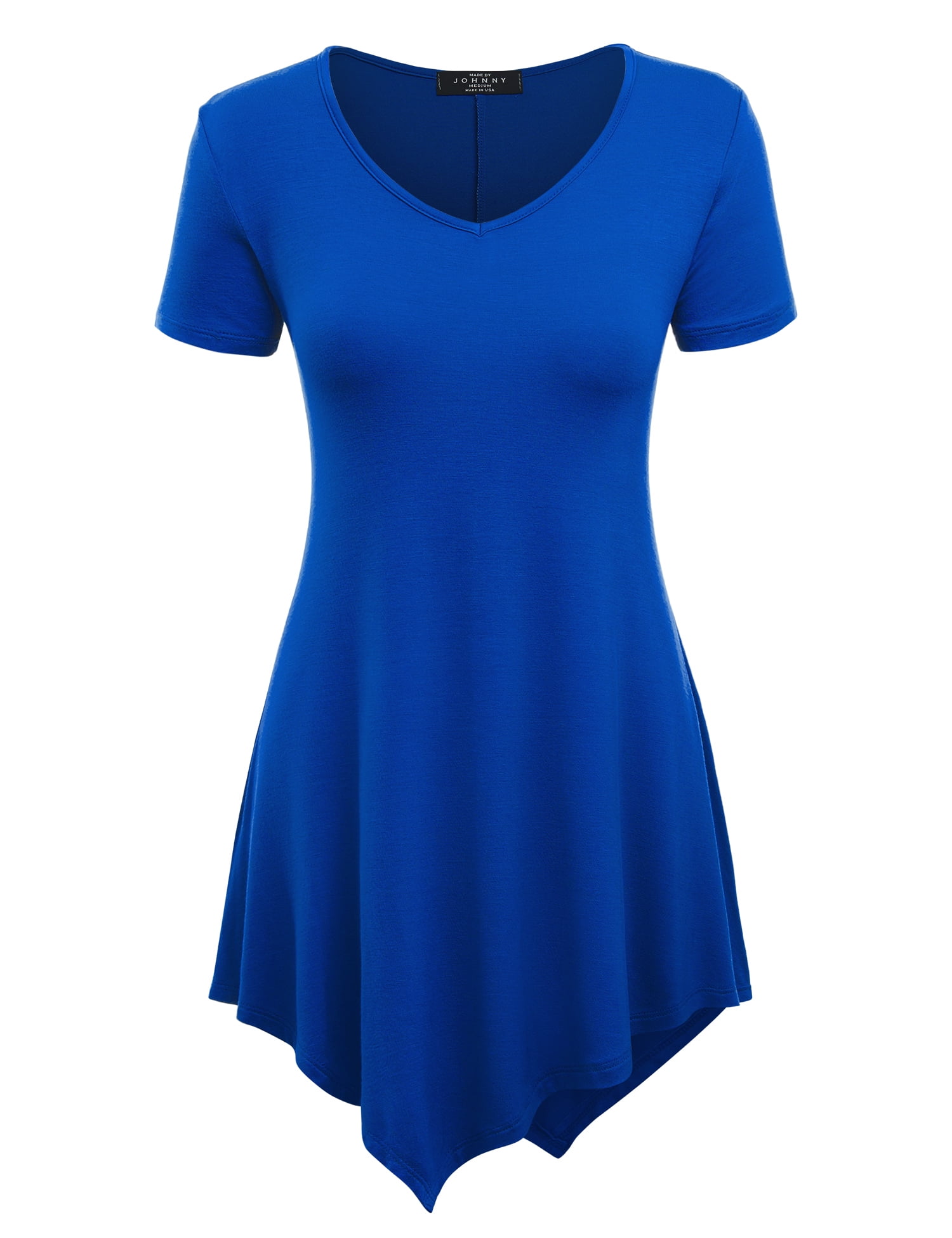Made by Johnny Women's V-Neck Asymmetrical Tunic Top XXL ROYAL_BRITE ...