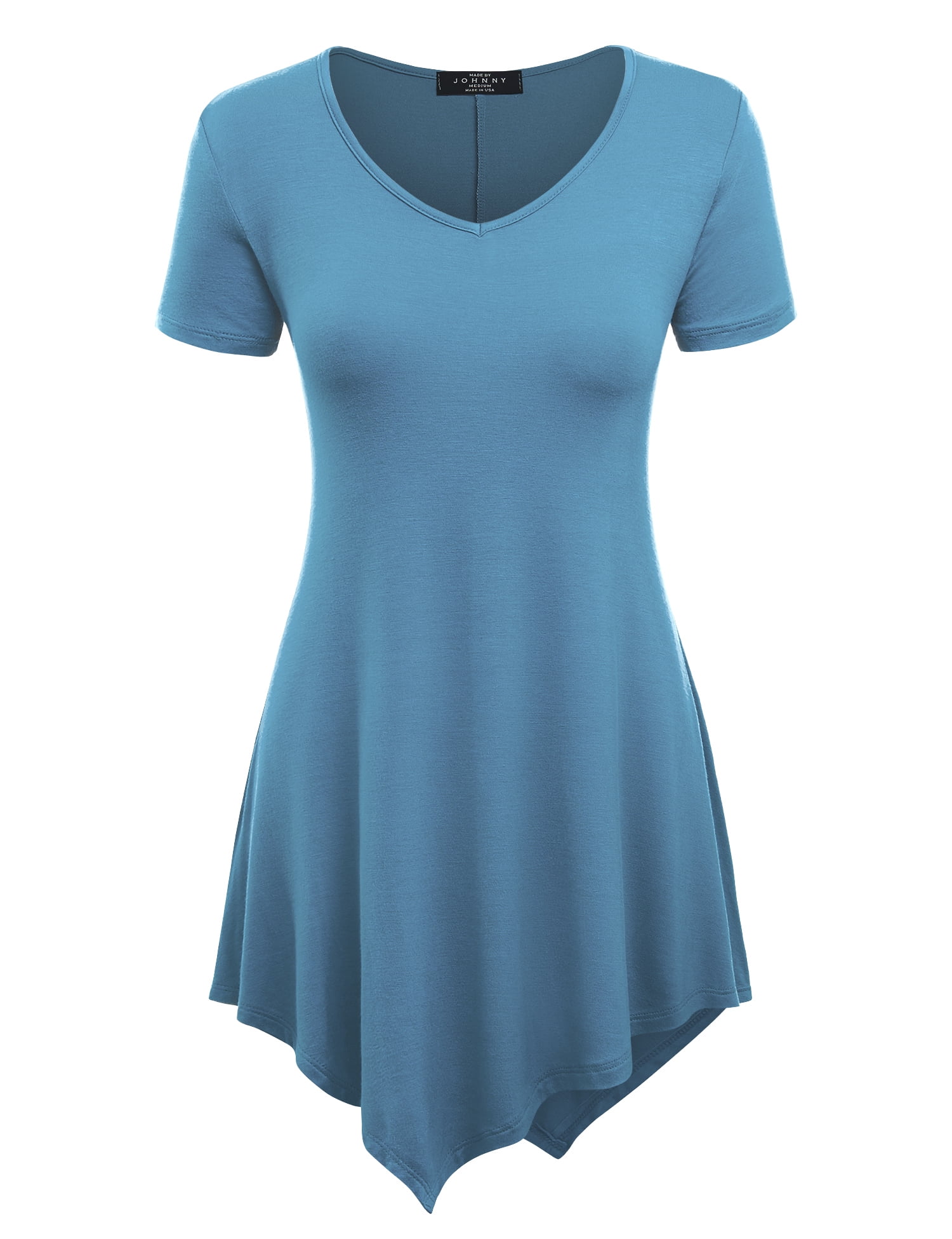 Made by Johnny Women's V-Neck Asymmetrical Tunic Top XXXL DENIM ...