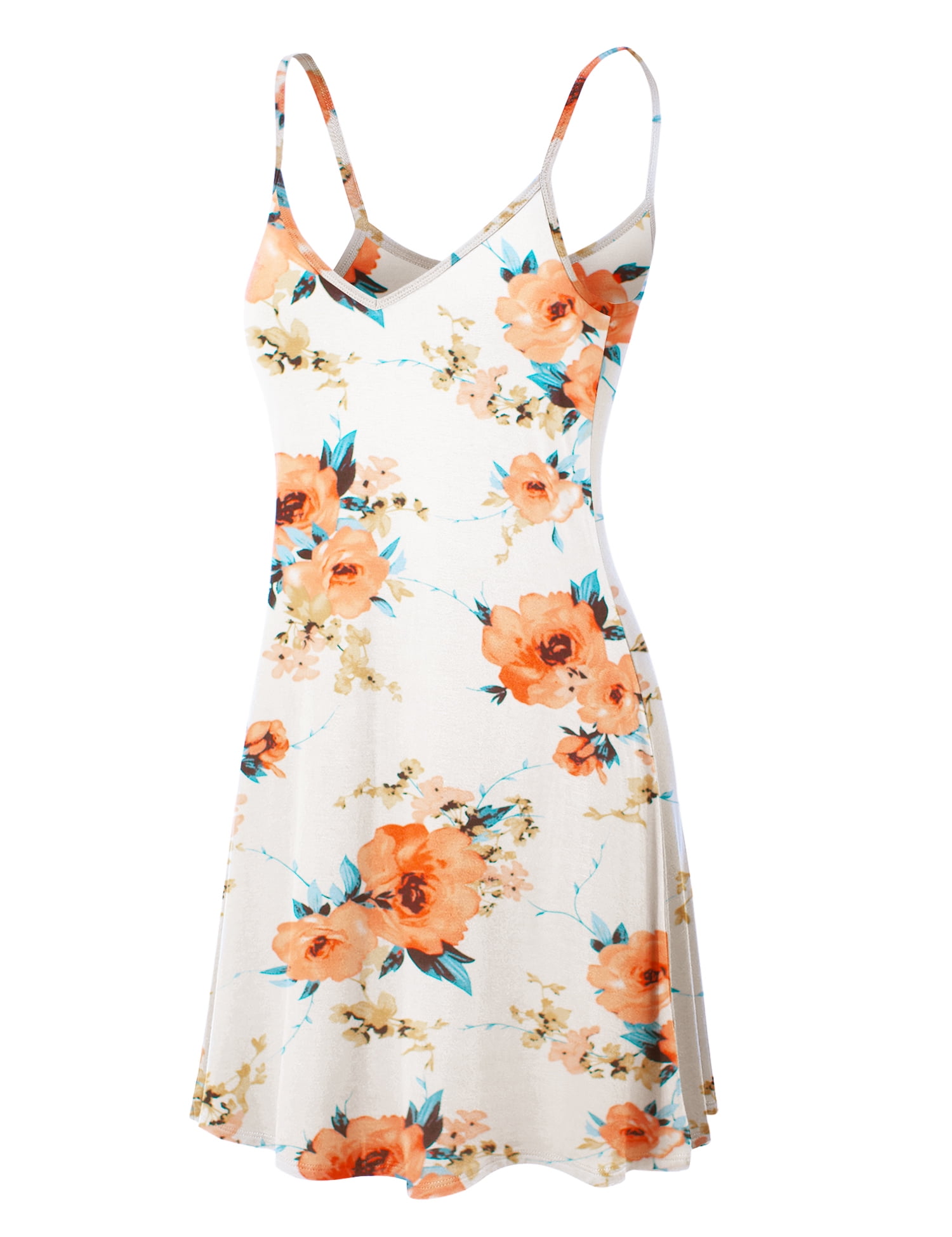 Made by Johnny Women's V-Neck Spaghetti Strap Tunic Short Dress L WHITE ...