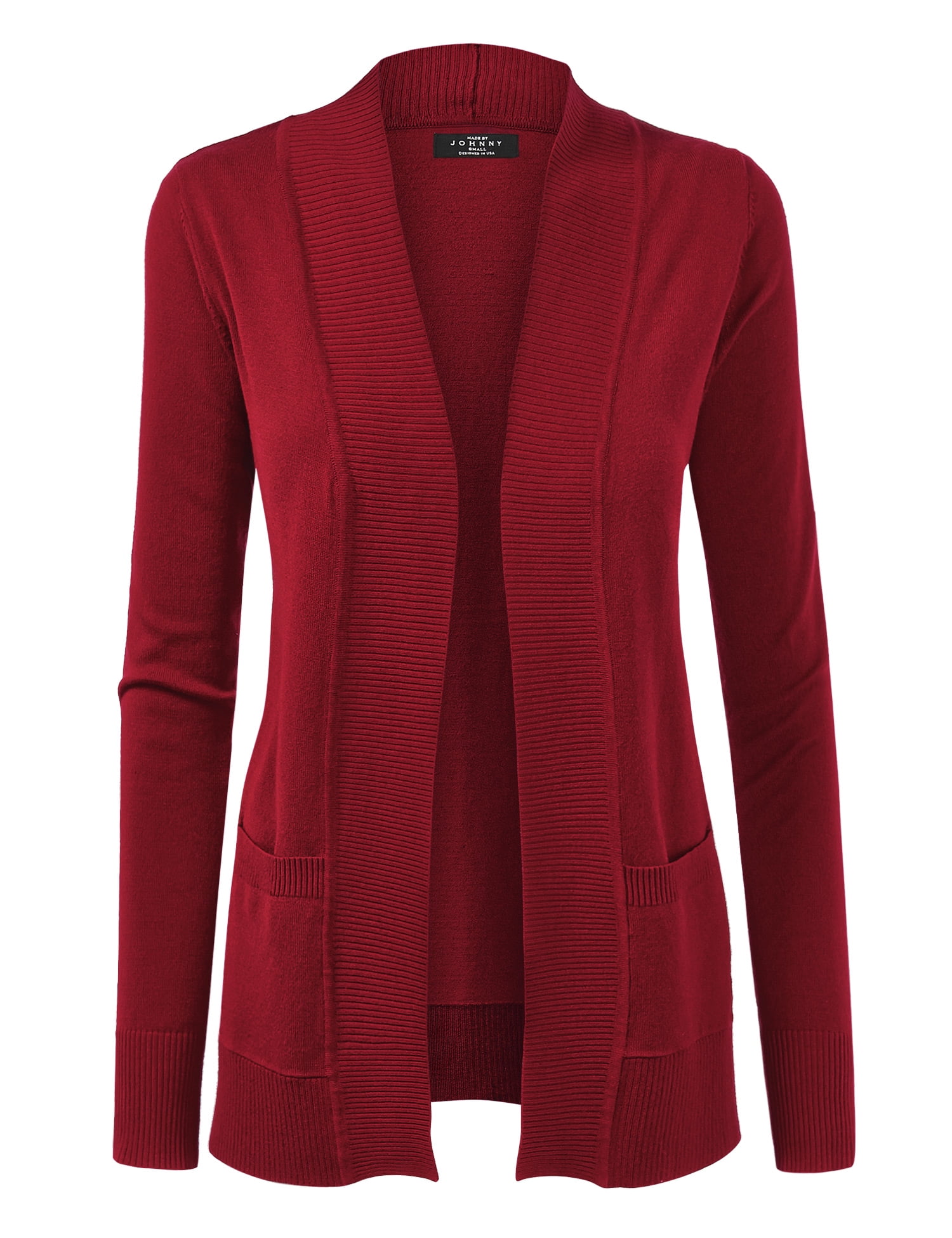 Made by Johnny Women's Women's Open Front Knit Cardigan L BURGUNDY ...