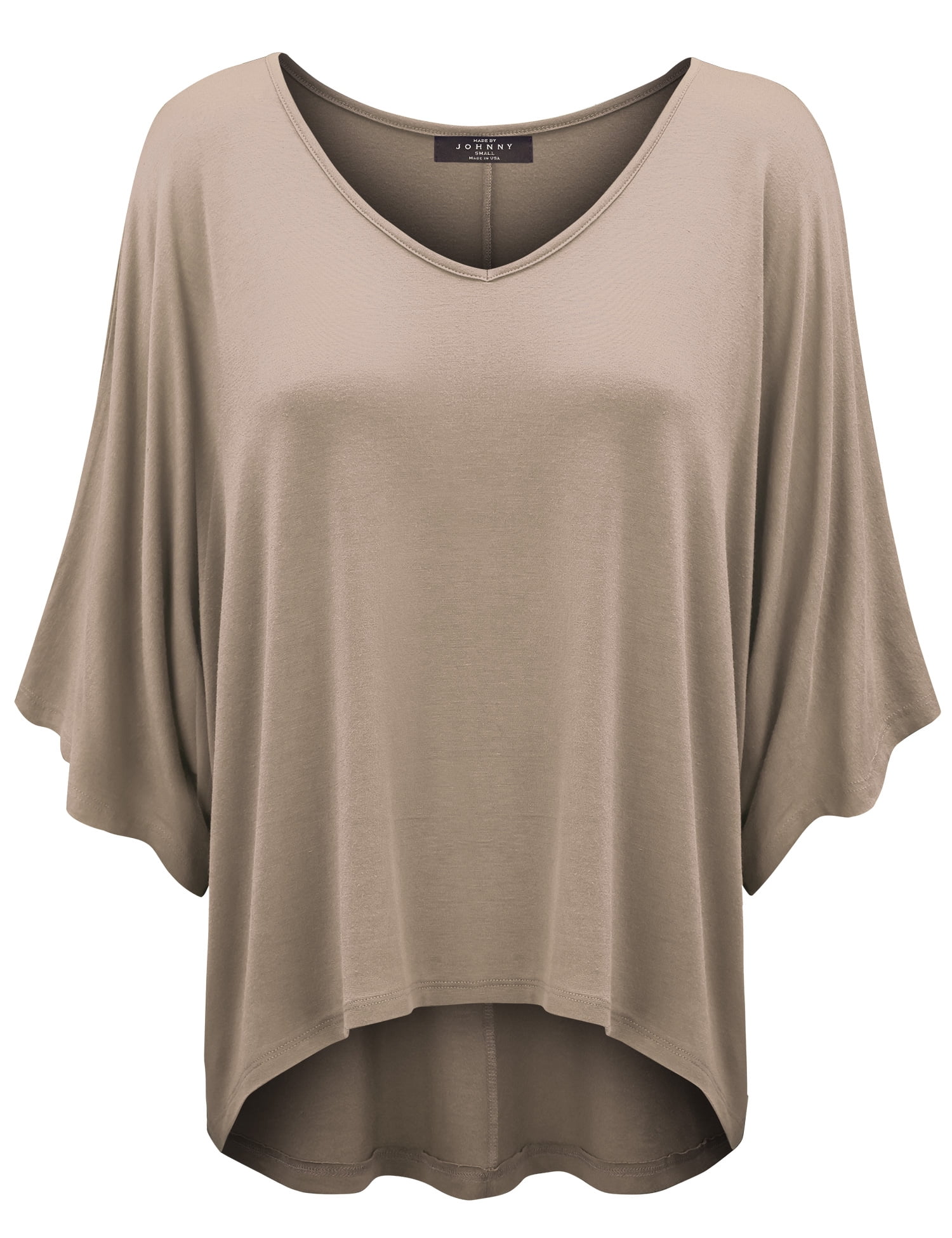 Made by Johnny Womens V-Neck Square Sleeves Oversized Loose Fit Top M ...