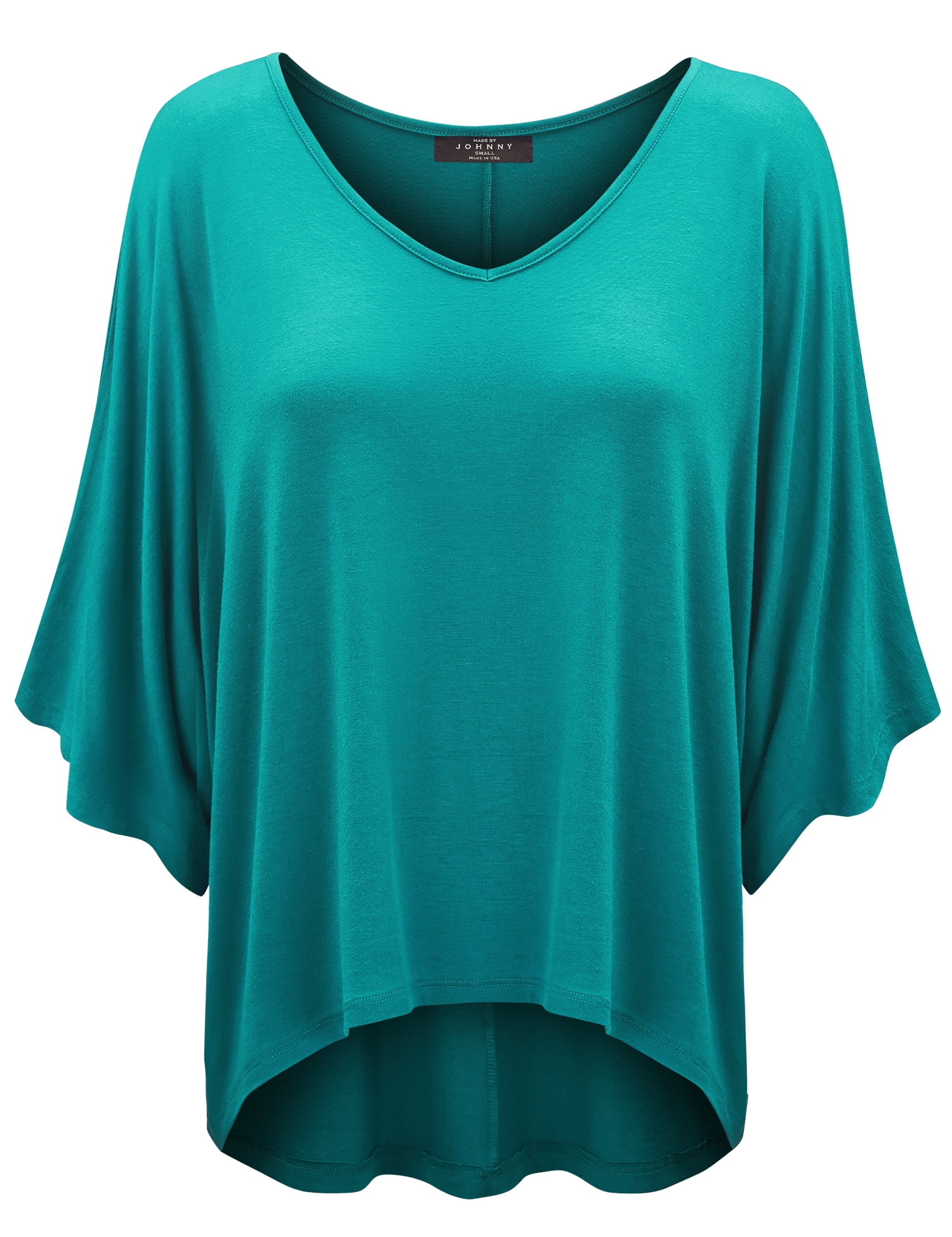 Made by Johnny Womens V-Neck Square Sleeves Oversized Loose Fit Top ...