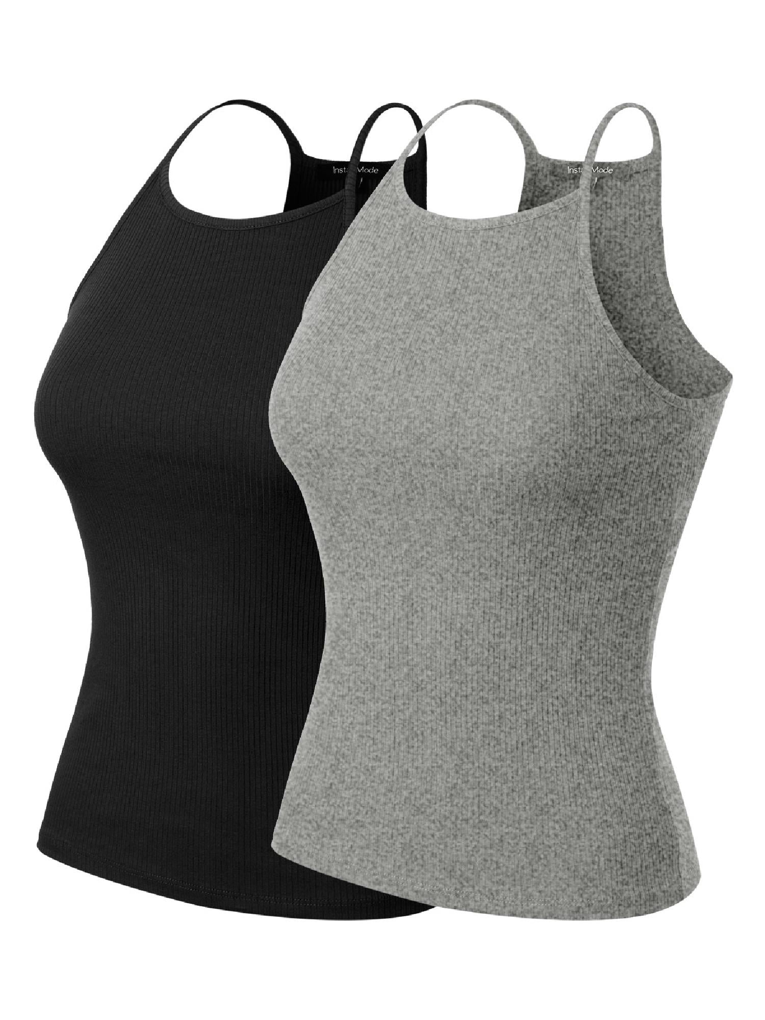 Made by Olivia Women's 2-Pack Halter Neck Ribbed Tank Top - Walmart.com