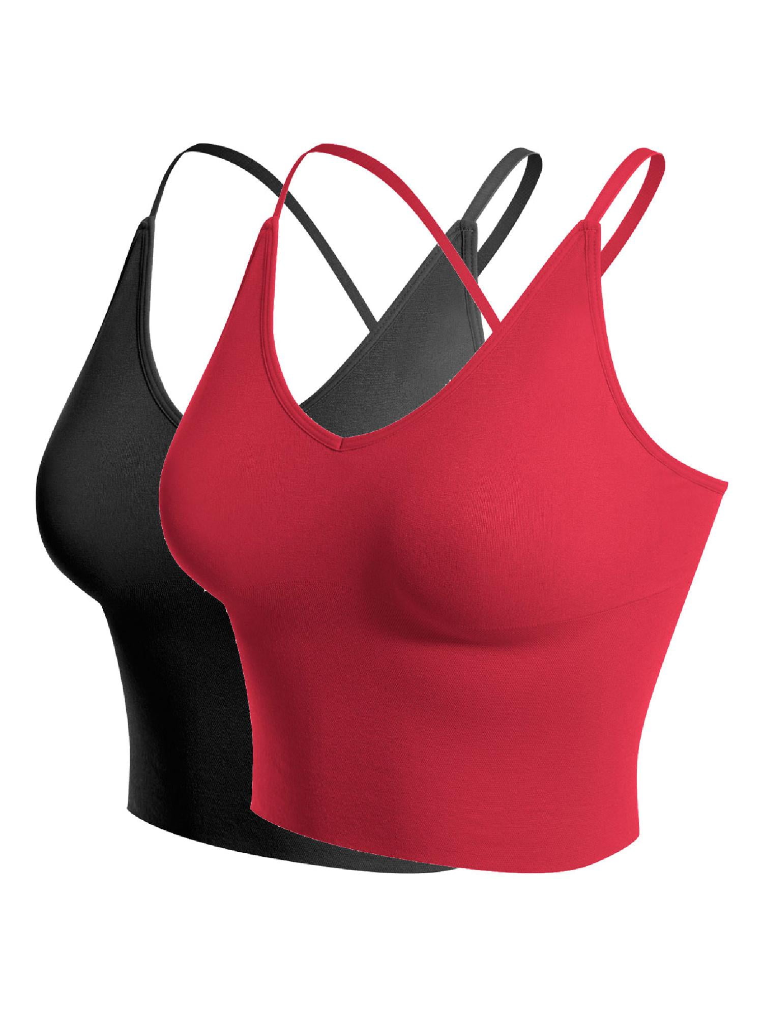 Made by Olivia Women's 2-Pack Seamless Padded Workout Sports Bra Cami ...