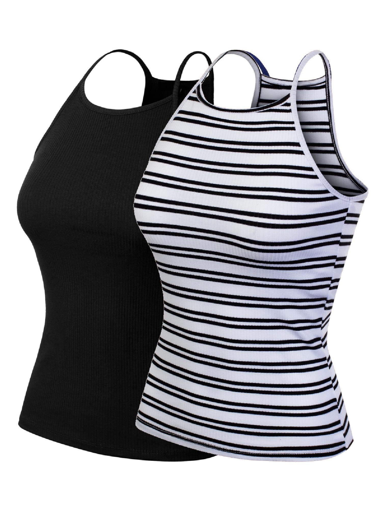 Made by Olivia Women's Basic High Halter Neck Sleeveless Ribbed ...
