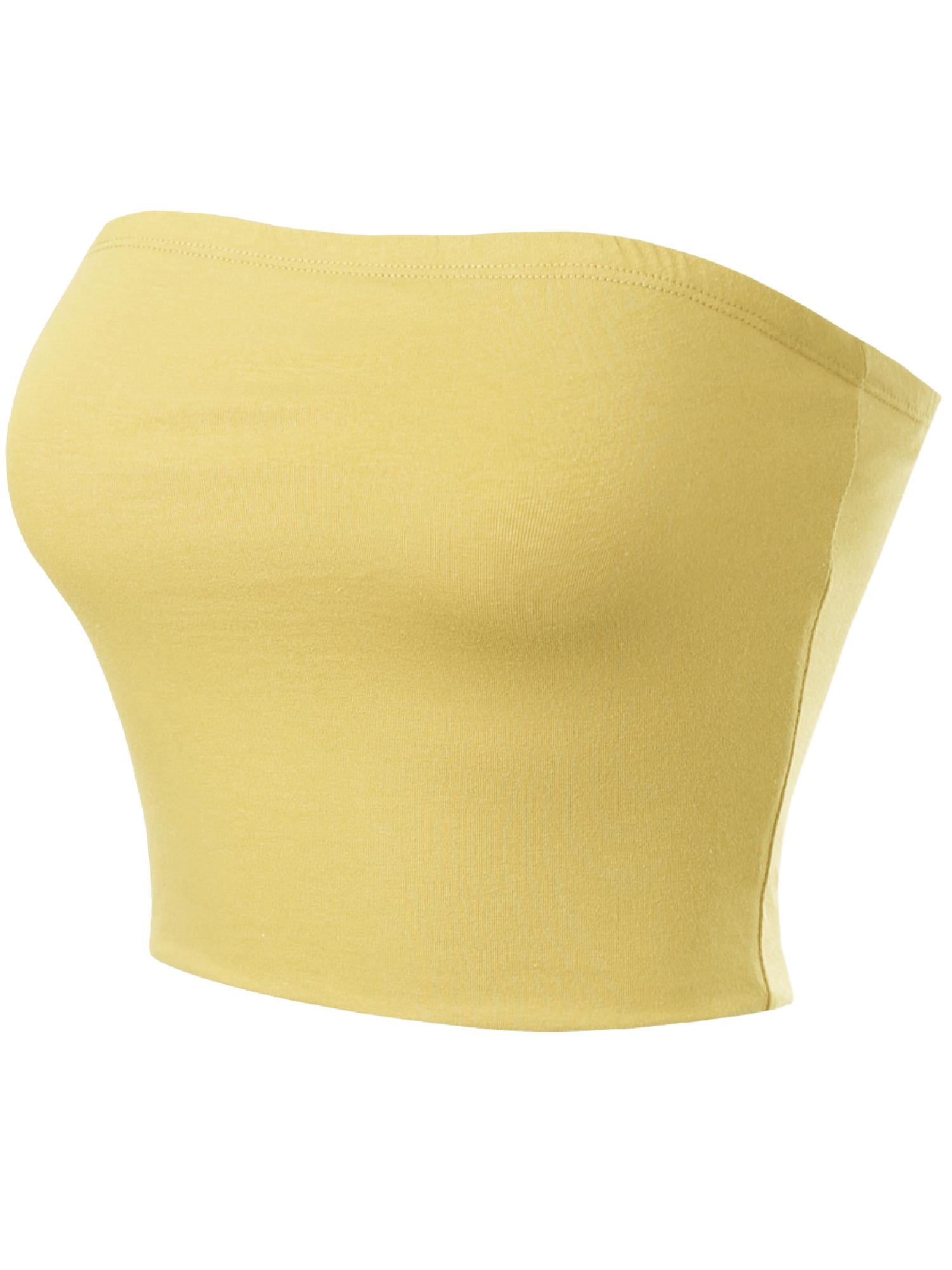 Made by Olivia Women's Casual Solid Double Layered Strapless Basic Tube ...
