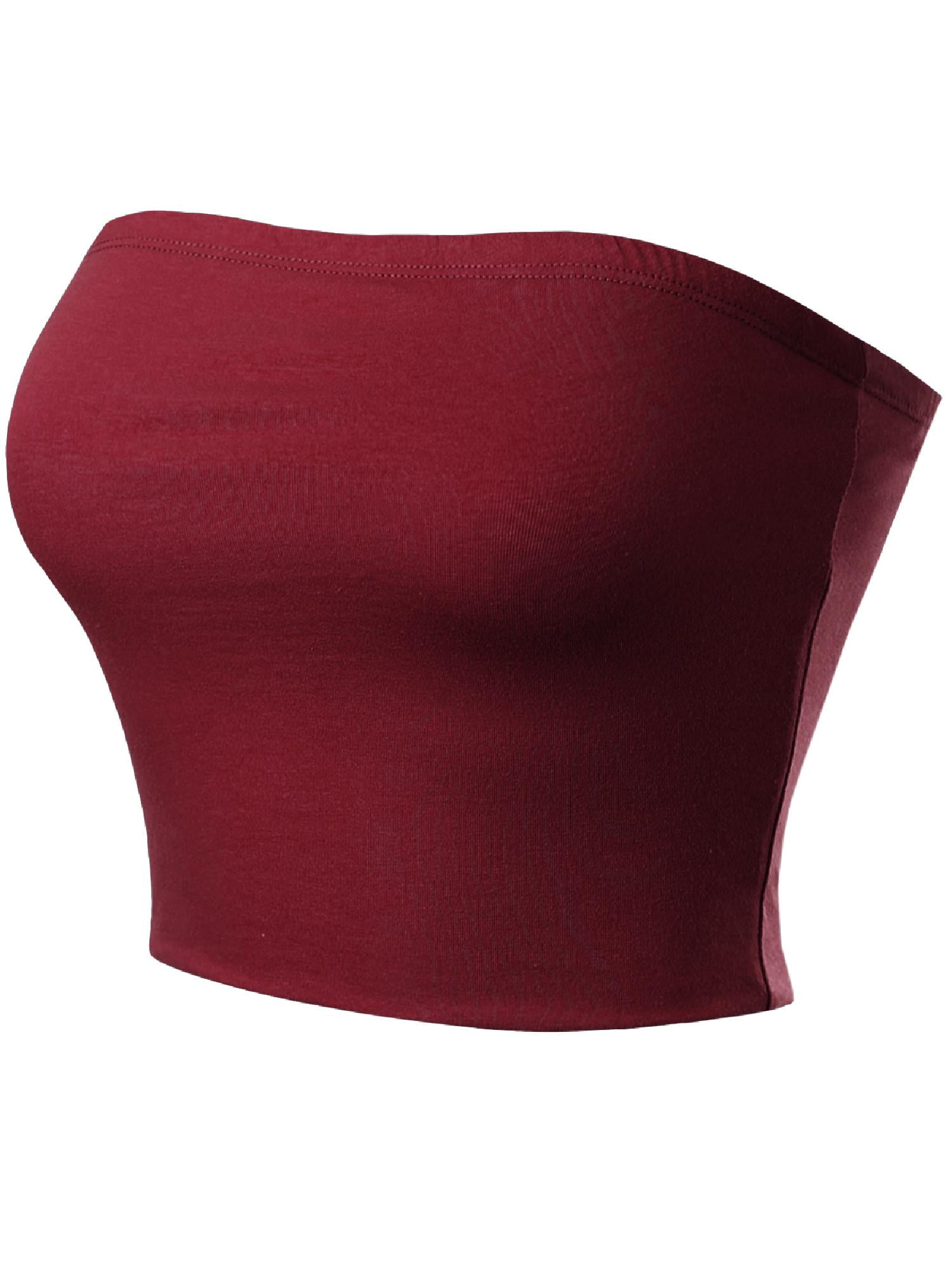 Made by Olivia Women's Casual Solid Double Layered Strapless Basic Tube ...