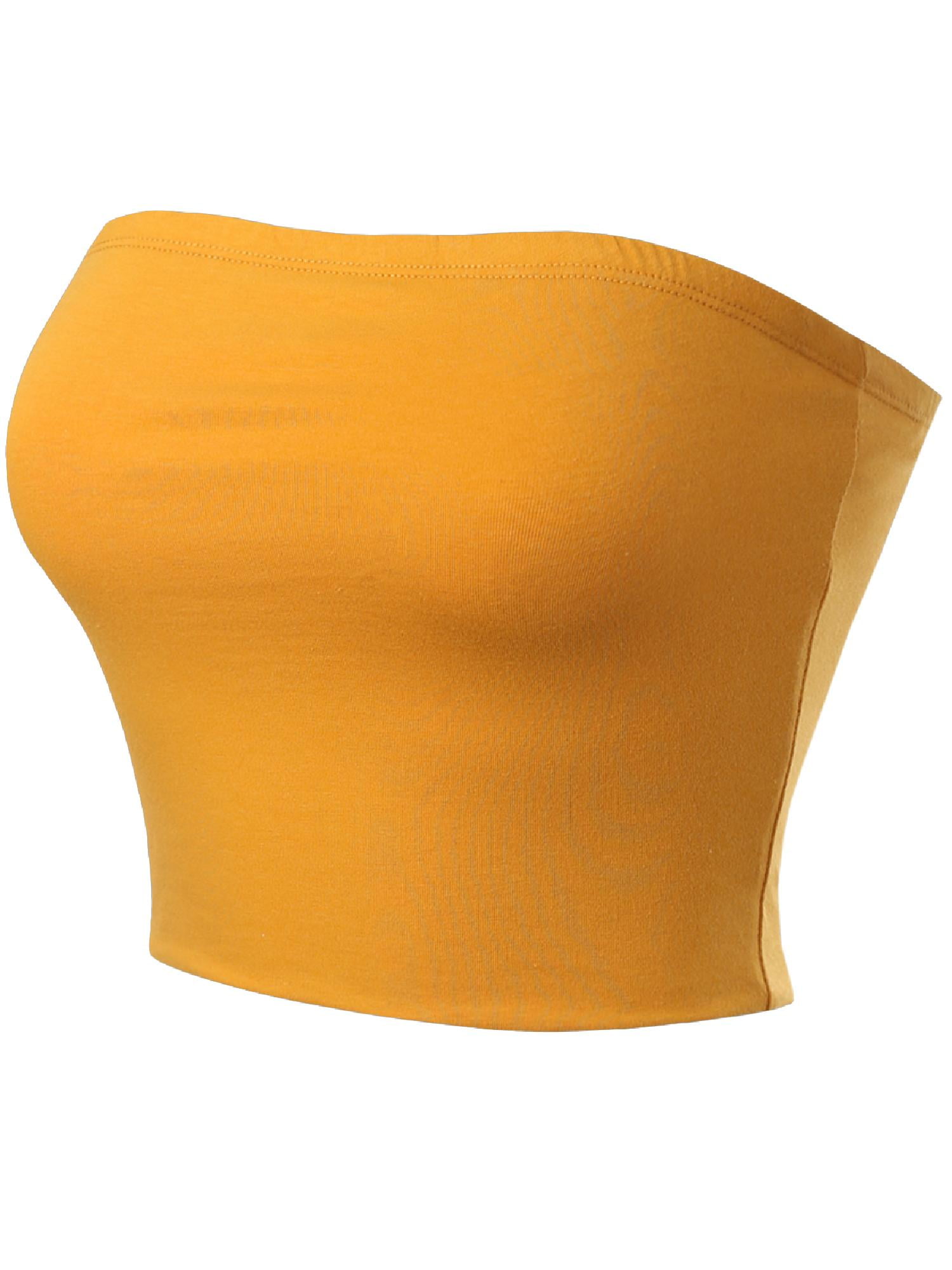 Made by Olivia Women's Casual Solid Double Layered Strapless Basic Tube ...