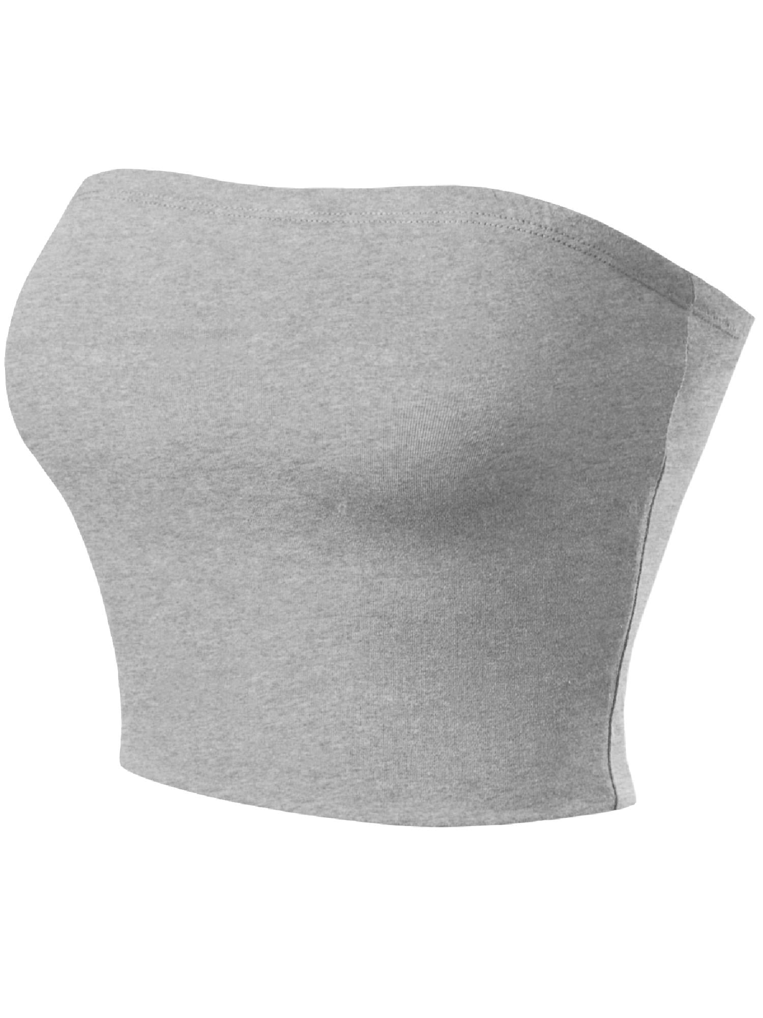 Made by Olivia Women's Casual Solid Double Layered Strapless Basic Tube ...