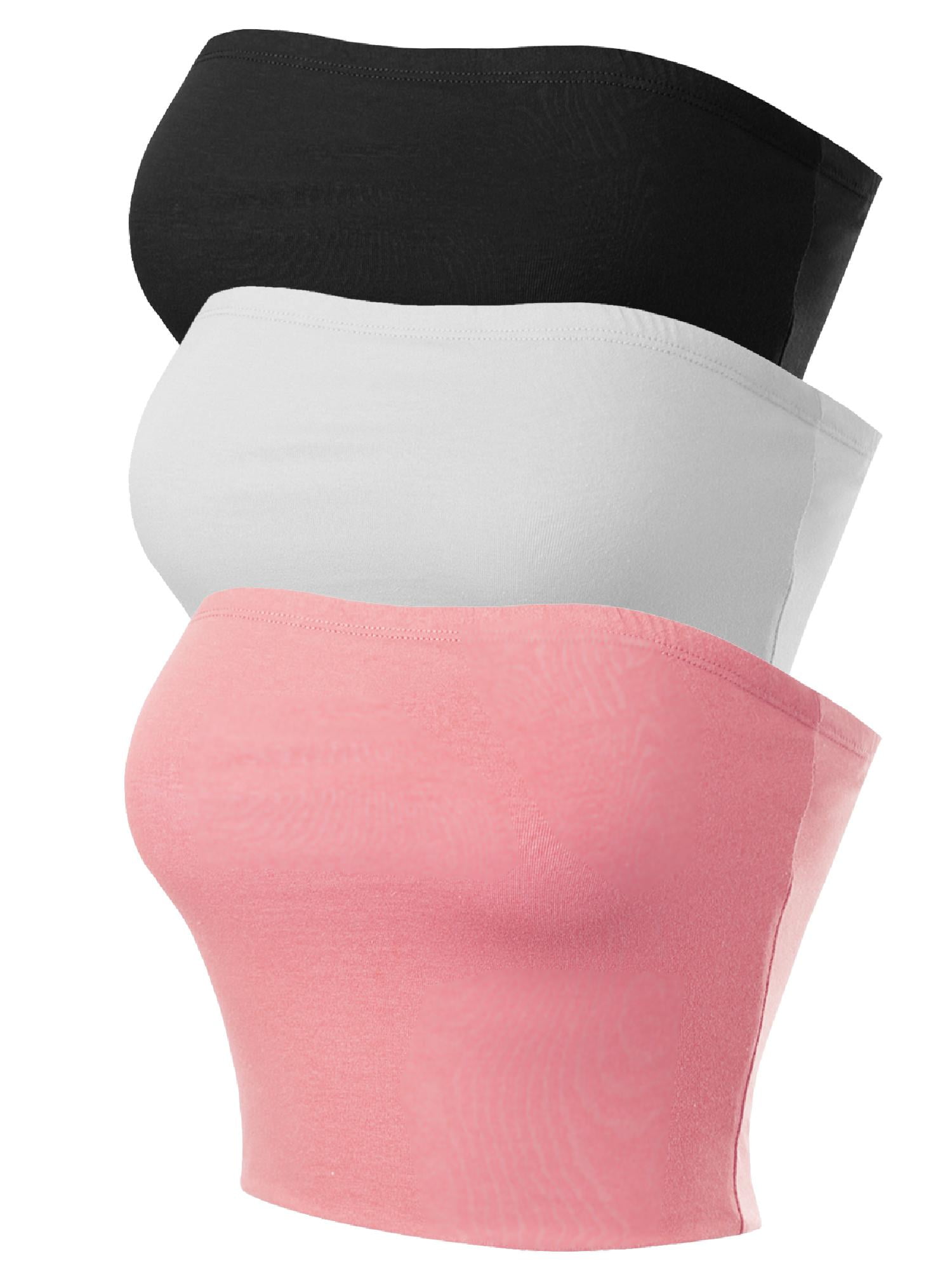 Made by Olivia Women's Casual Solid Double Layered Strapless Basic Tube ...