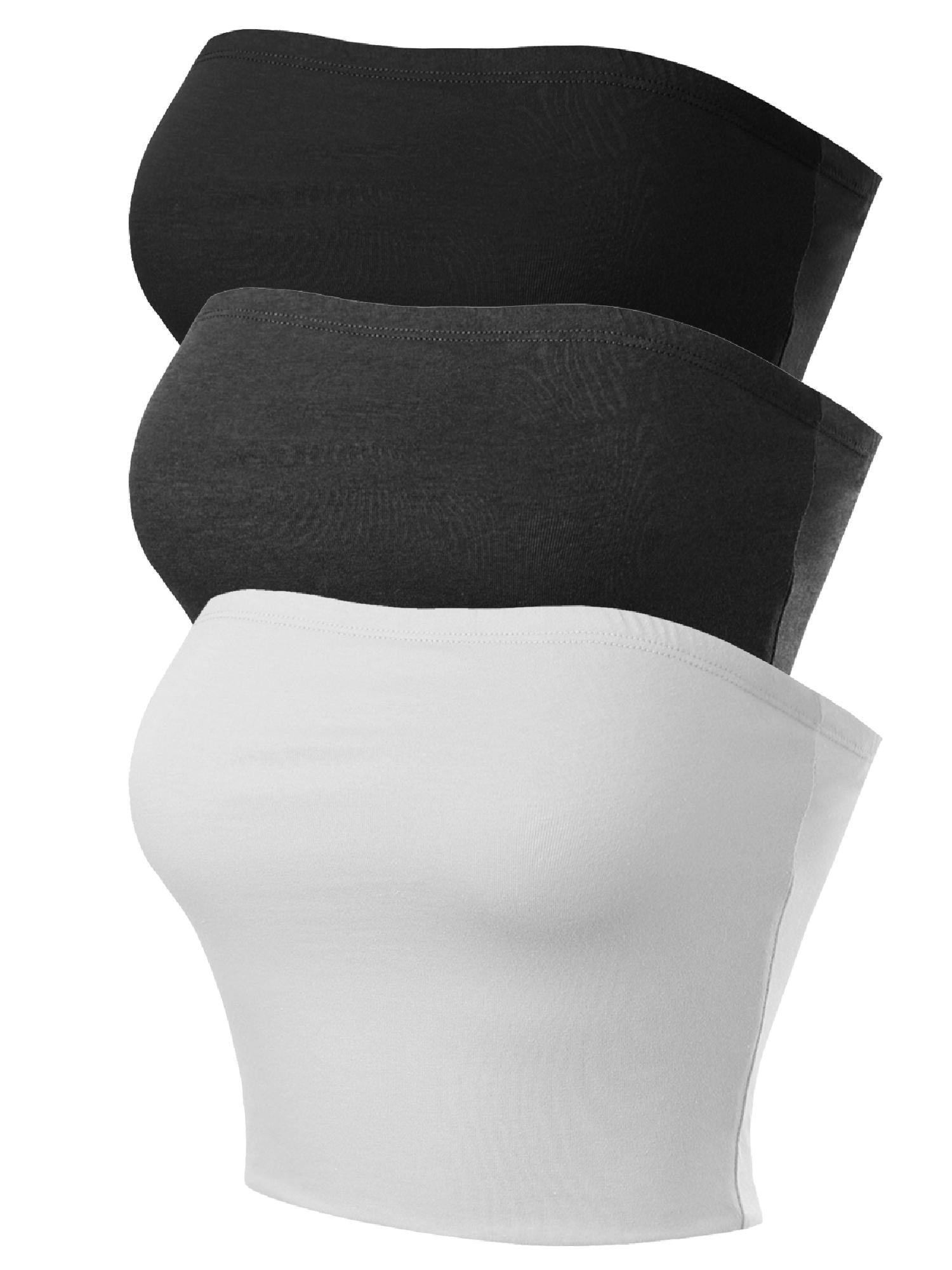 Made by Olivia Women's Casual Solid Double Layered Strapless Basic Tube ...