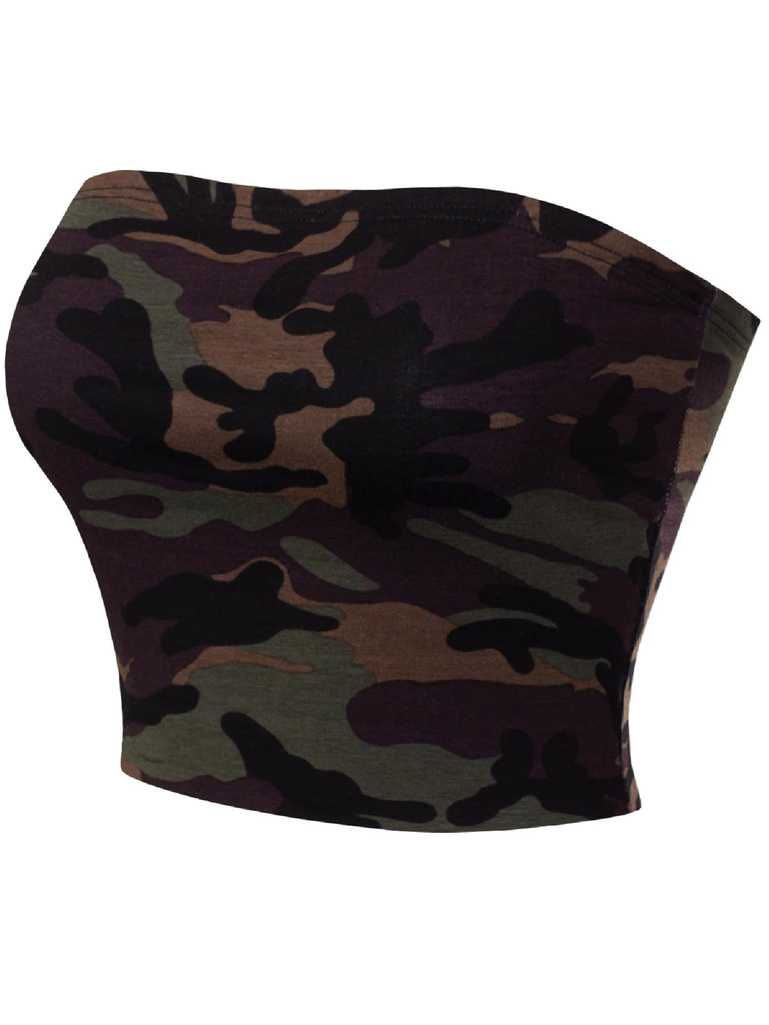 Made by Olivia Women's Casual Solid Double Layered Strapless Basic Tube ...