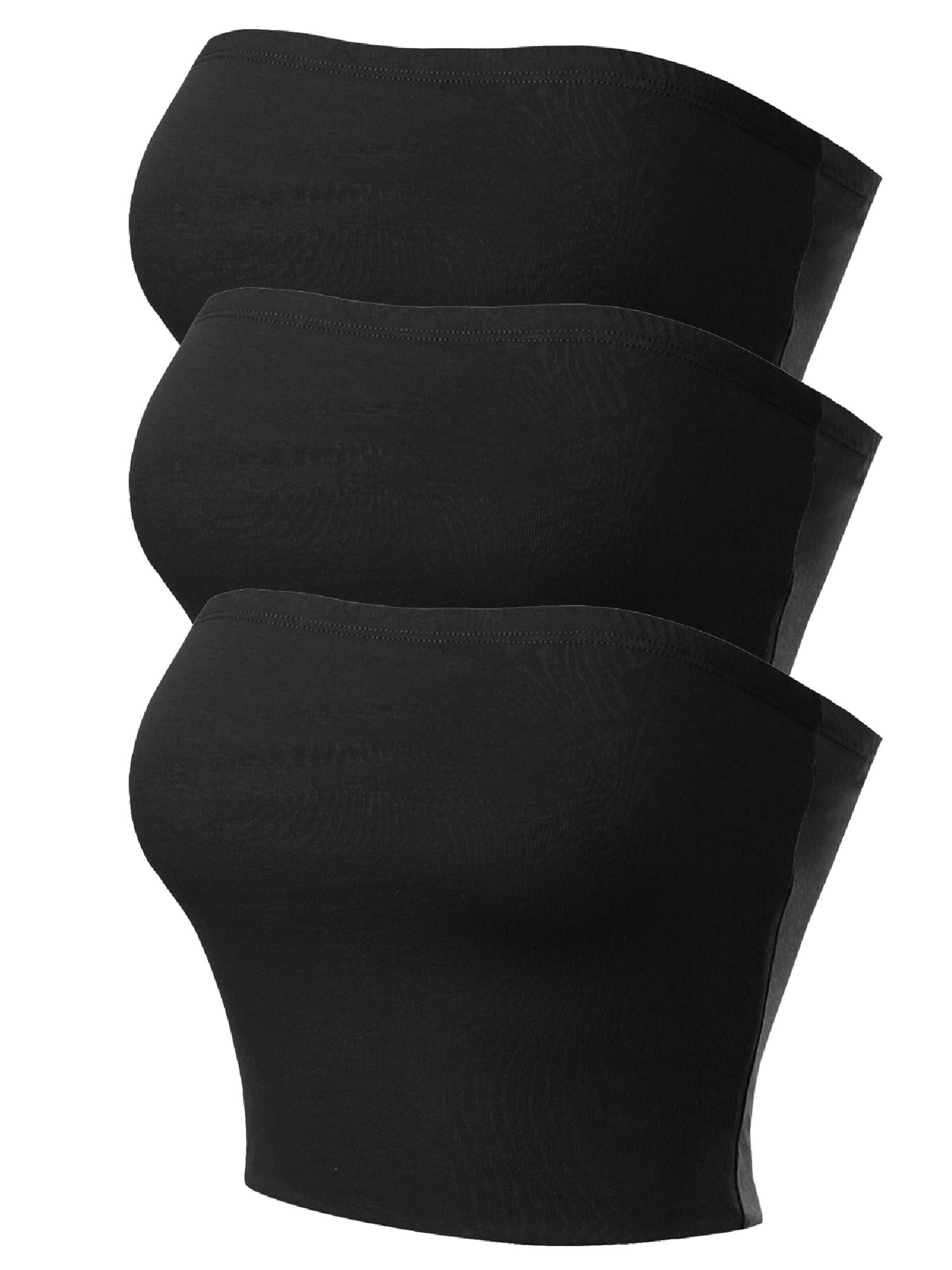 Made by Olivia Women's Casual Solid Double Layered Strapless Basic Tube ...