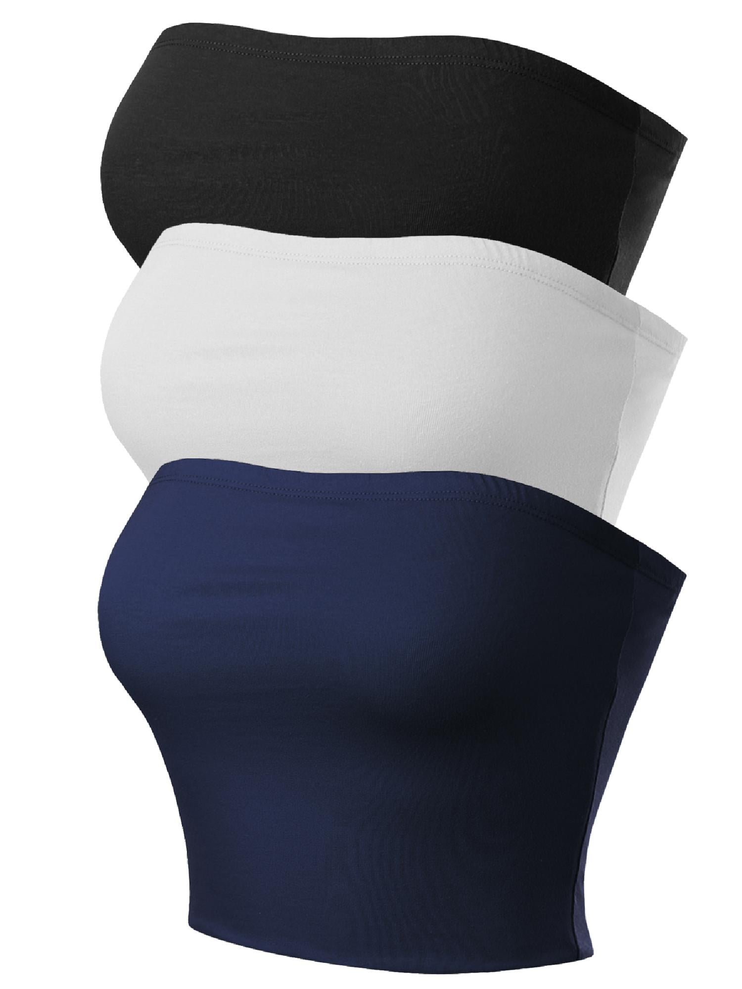 Made by Olivia Women's Casual Solid Double Layered Strapless Basic Tube ...