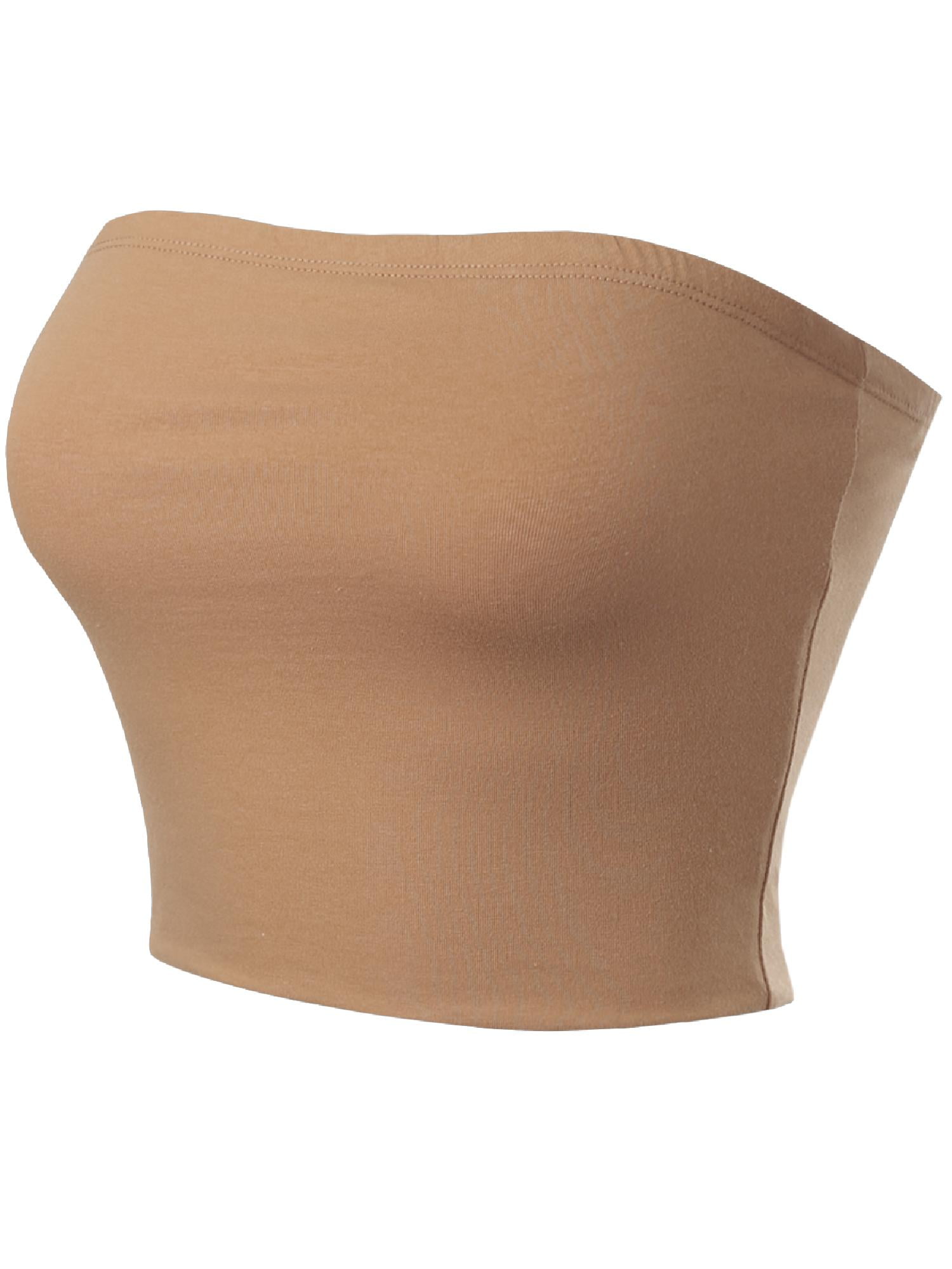 Made by Olivia Women's Casual Solid Double Layered Strapless Basic Tube ...