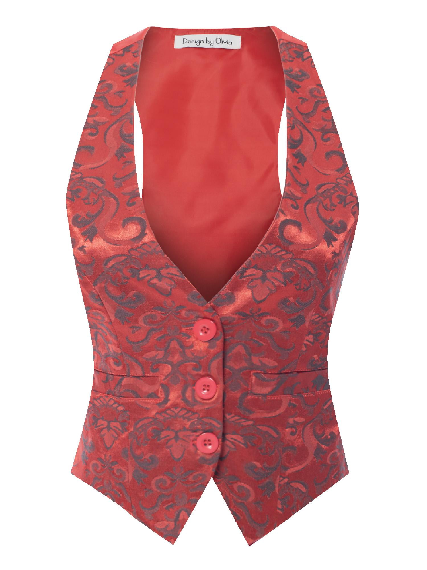 Made by Olivia Women's Casual Versatile Racerback Patterned Vest Tuxedo ...