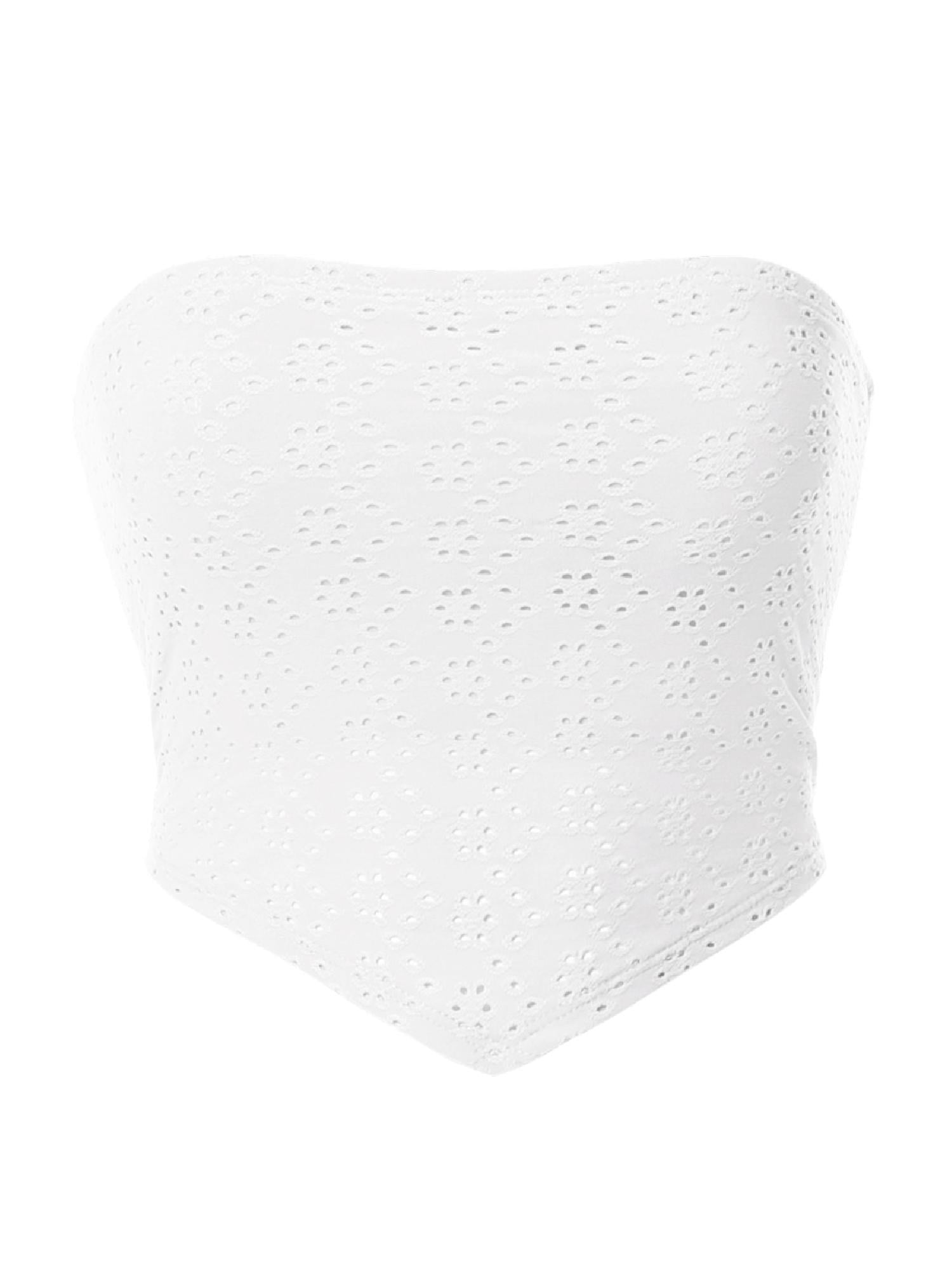 Made by Olivia Women's Eyelet Crochet Tube Crop Top Bohemian Bandana ...