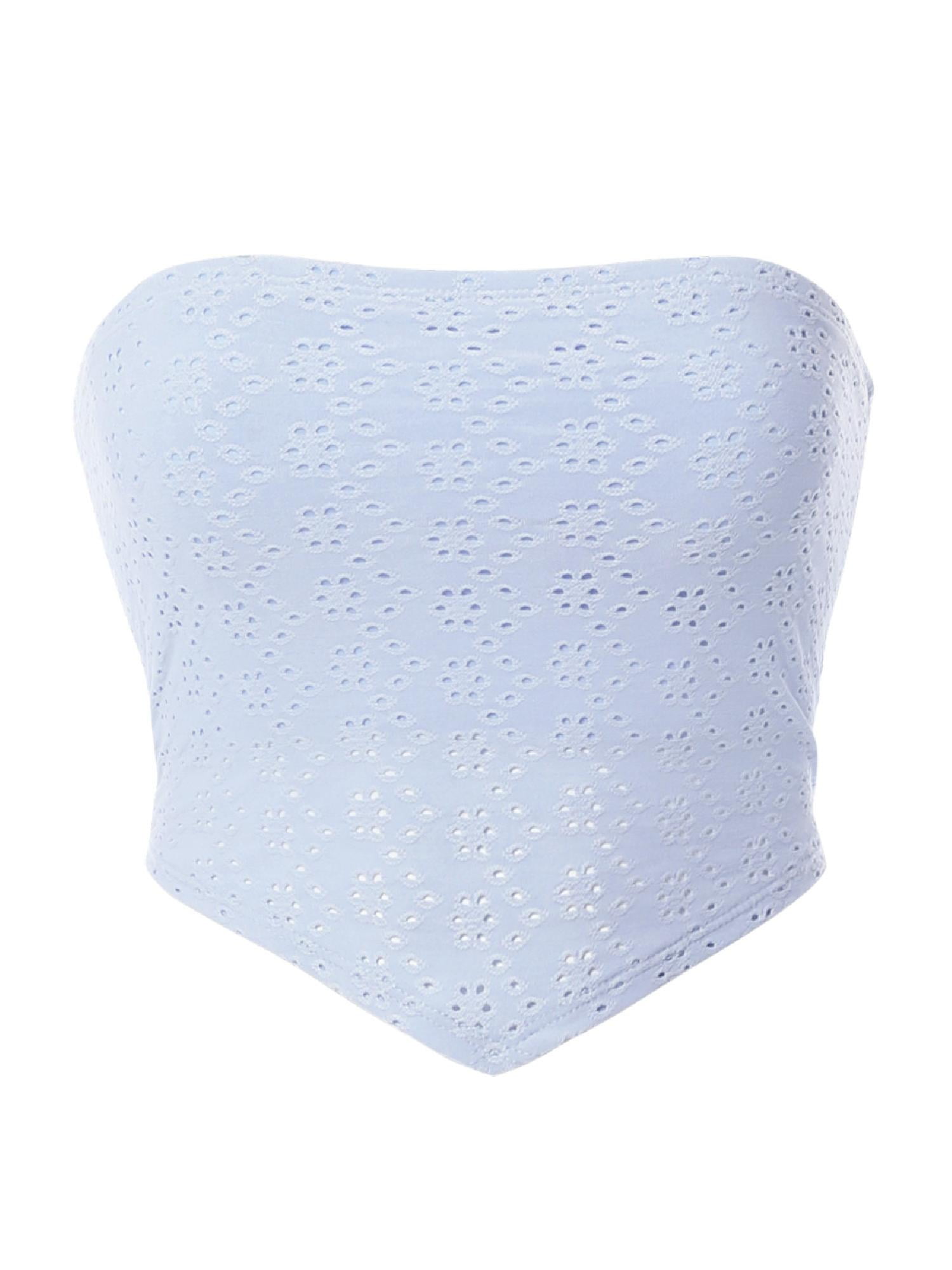 Made by Olivia Women's Eyelet Crochet Tube Crop Top Bohemian Bandana ...