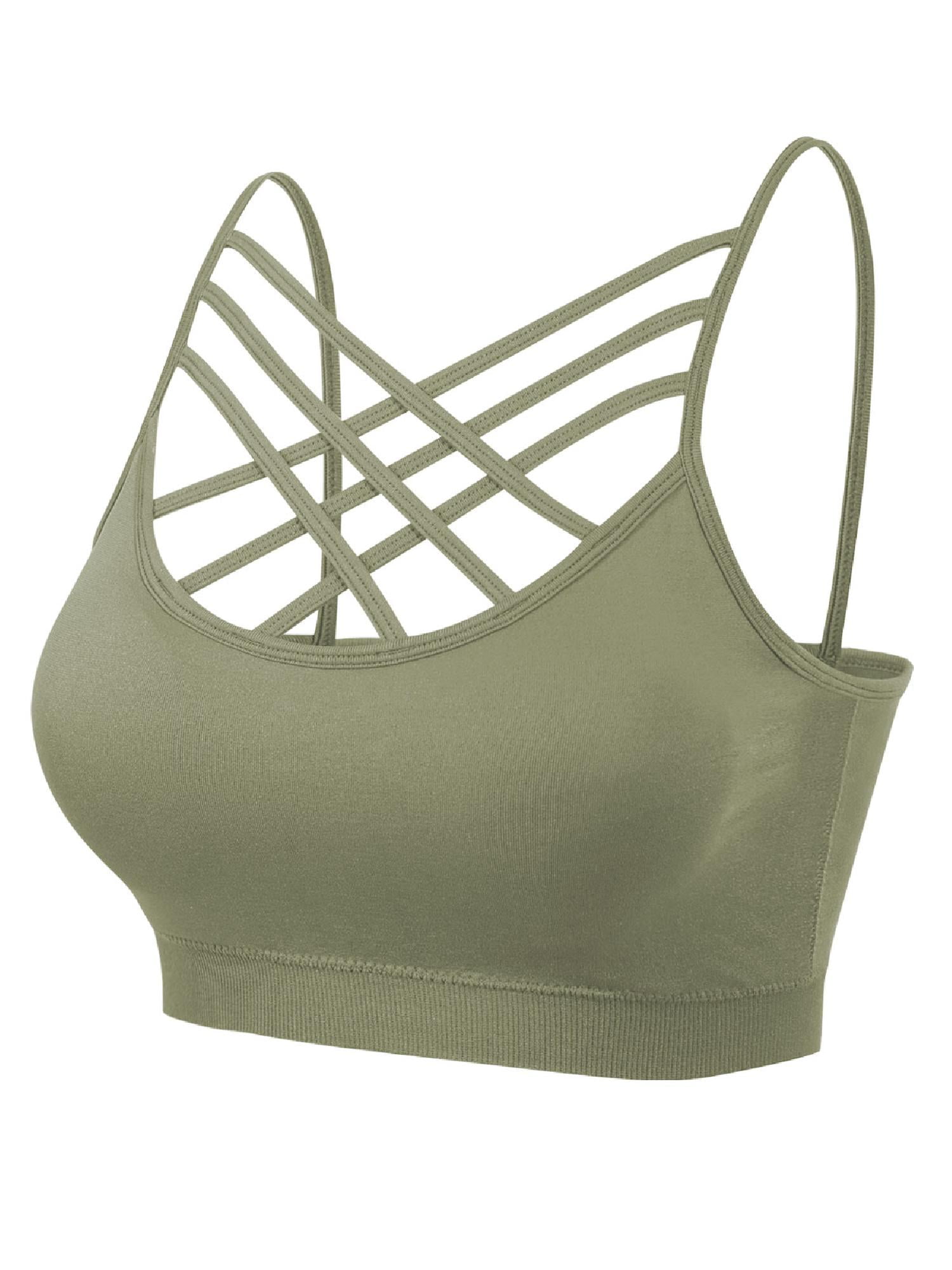 Made by Olivia Women's Front Triple Criss-Cross Bralette Seamless Sport ...
