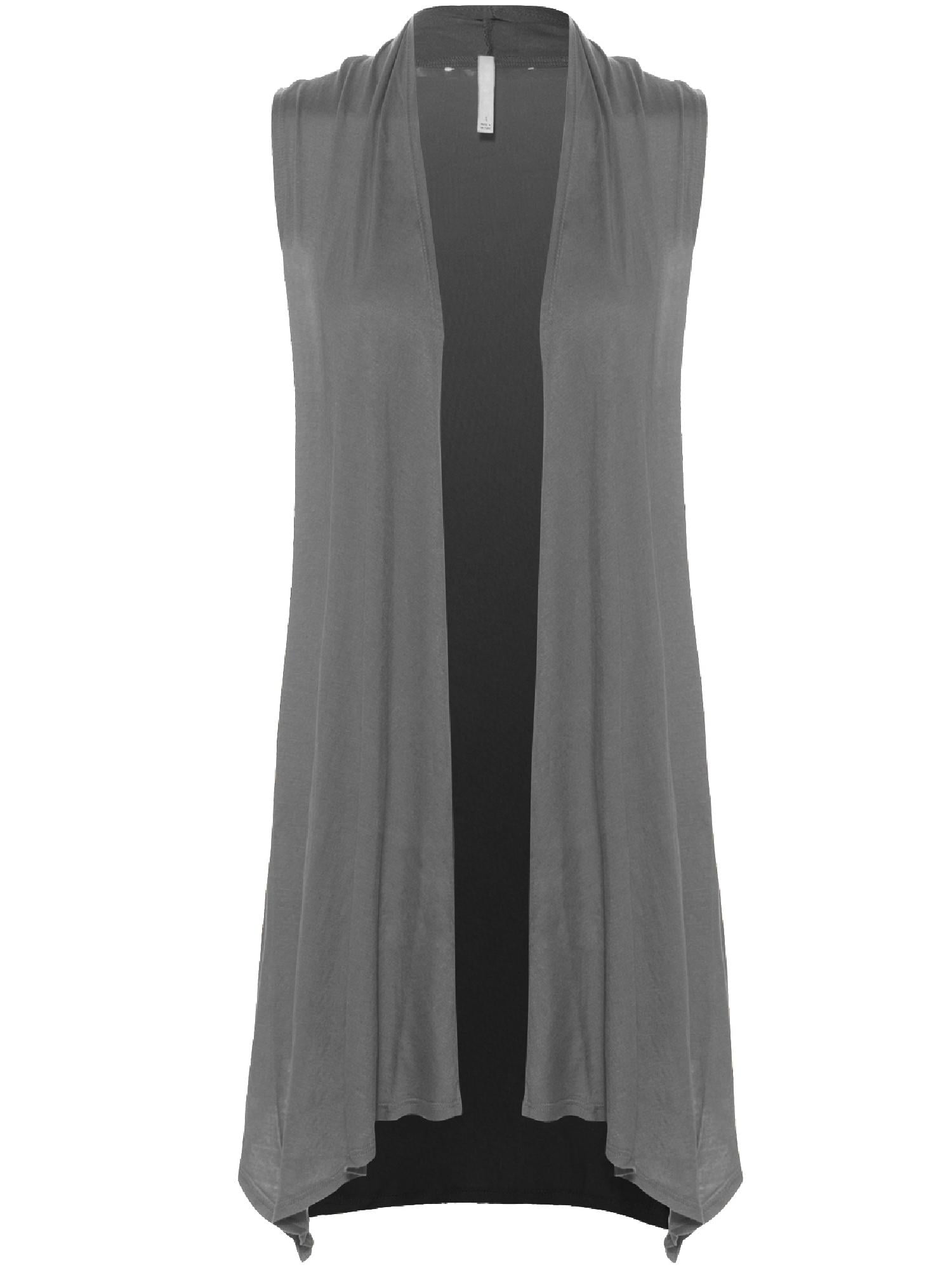 Made by Olivia Women's Lightweight Sleeveless Draped Open Front ...