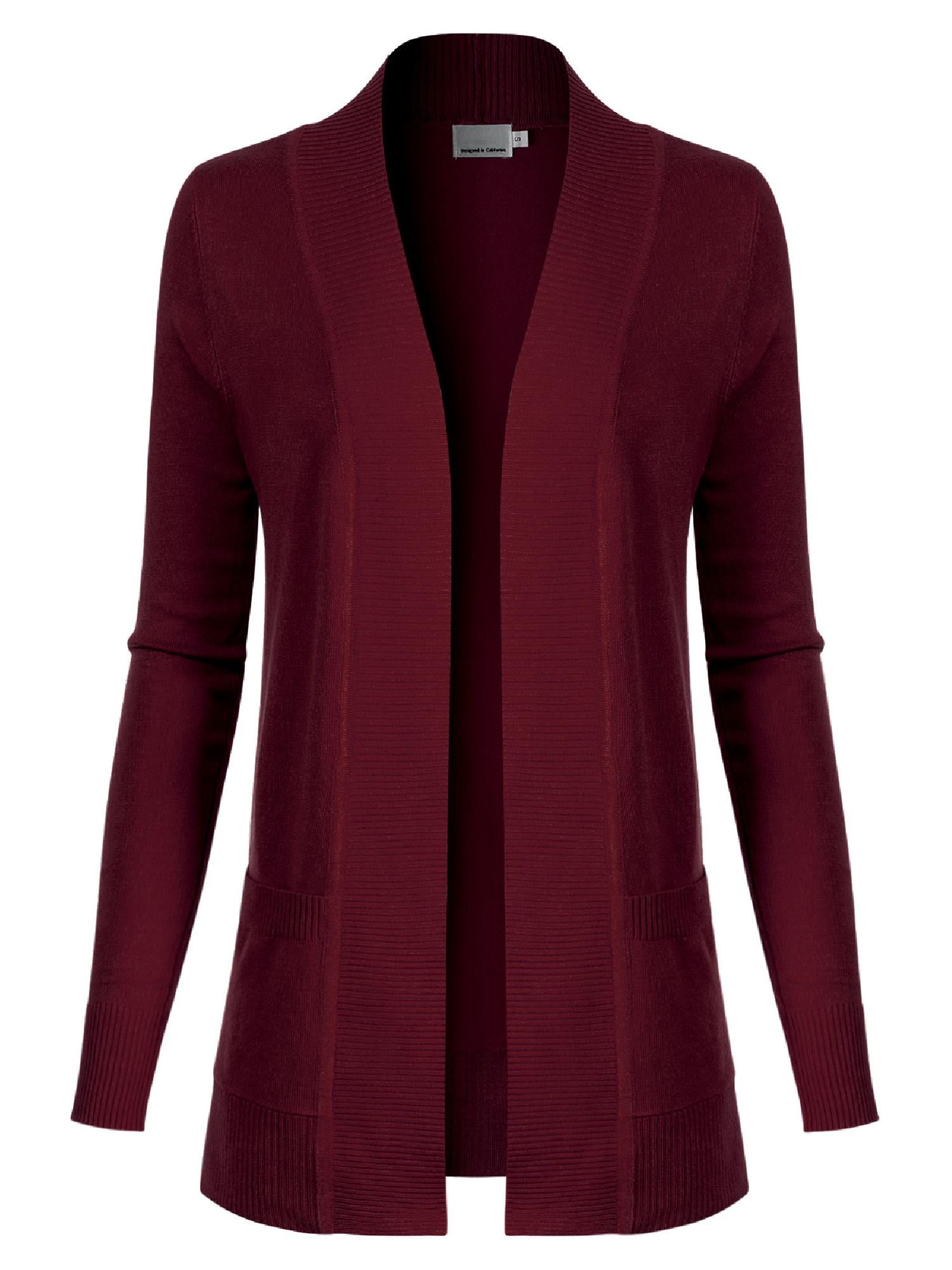Made by Olivia Women's Open Front Long Sleeve Classic Knit Cardigan ...