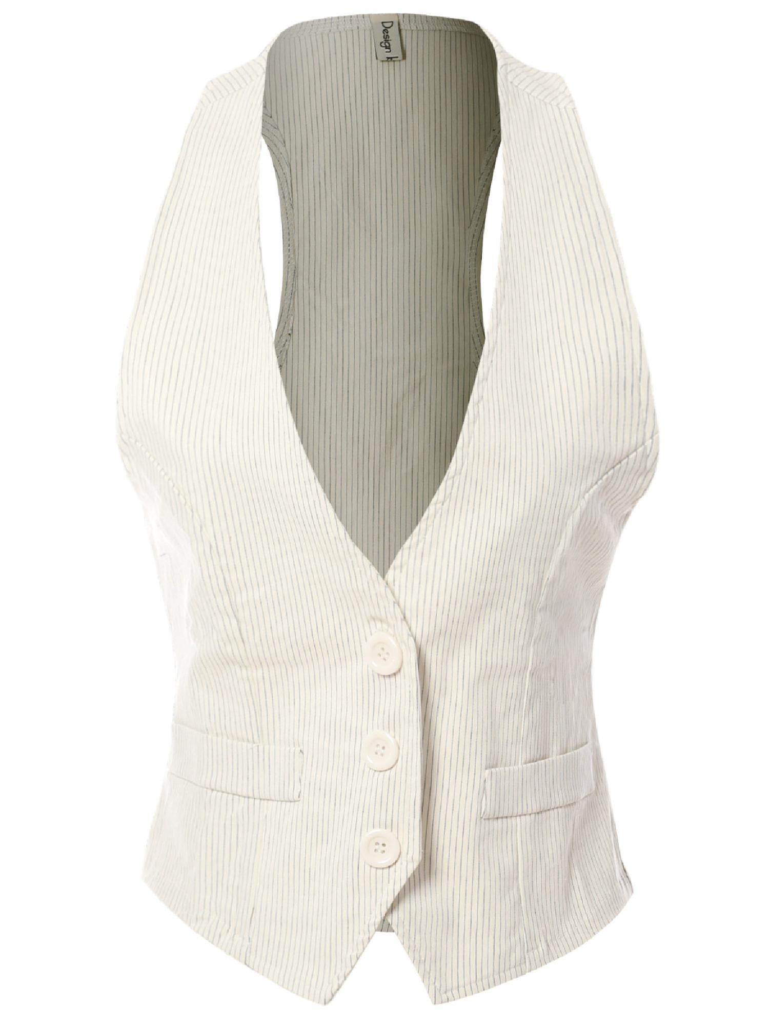 Made by Olivia Women's Pinstriped Racerback Button Front Tuxedo Suit ...