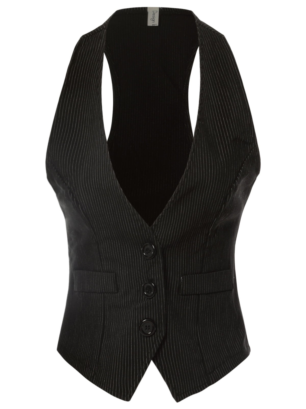 Made by Olivia Women's Pinstriped Racerback Button Front Tuxedo Suit ...