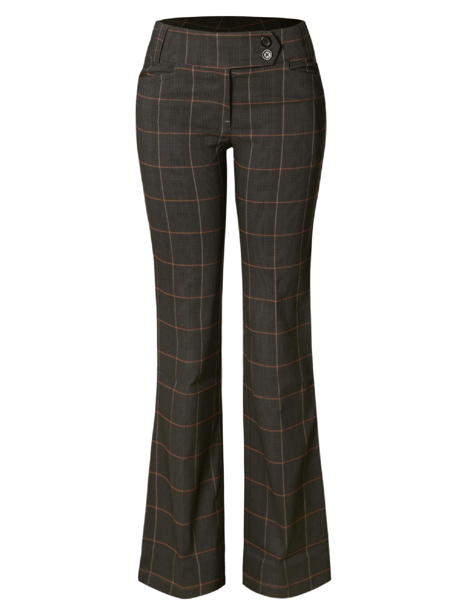 Made by Olivia Women's Plaid Millennium Trouser Bootcut Pants Slacks ...