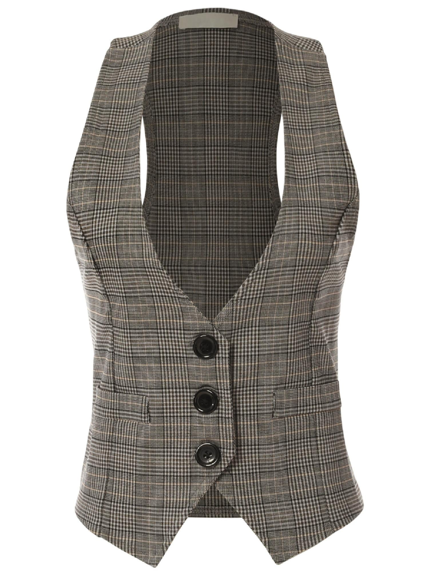 Made by Olivia Women's Racerback Plaid Vest Tuxedo Suit Waistcoat ...