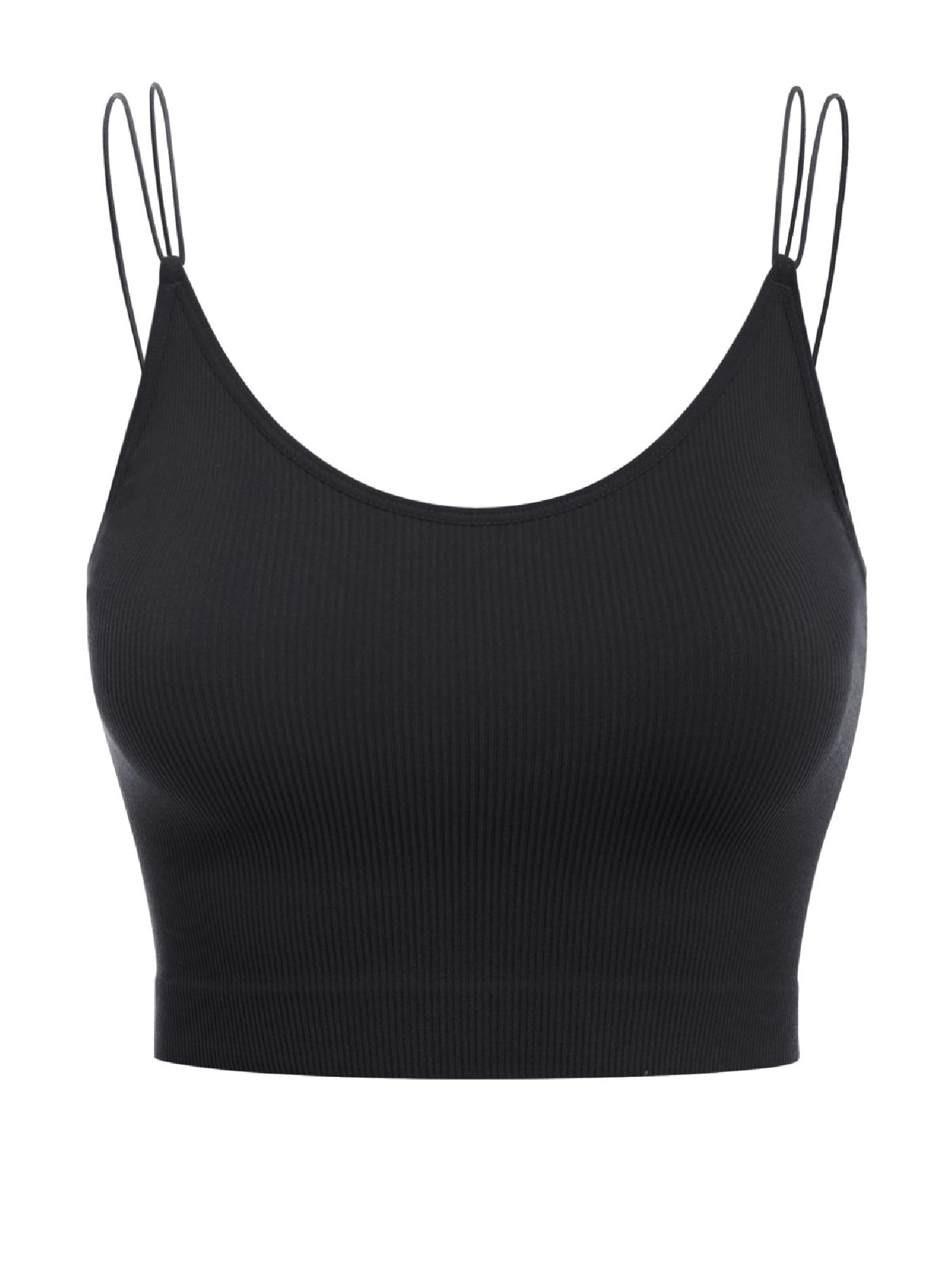 Made By Olivia Womens Sexy Double Thin Spaghetti Strap Ribbed Seamless