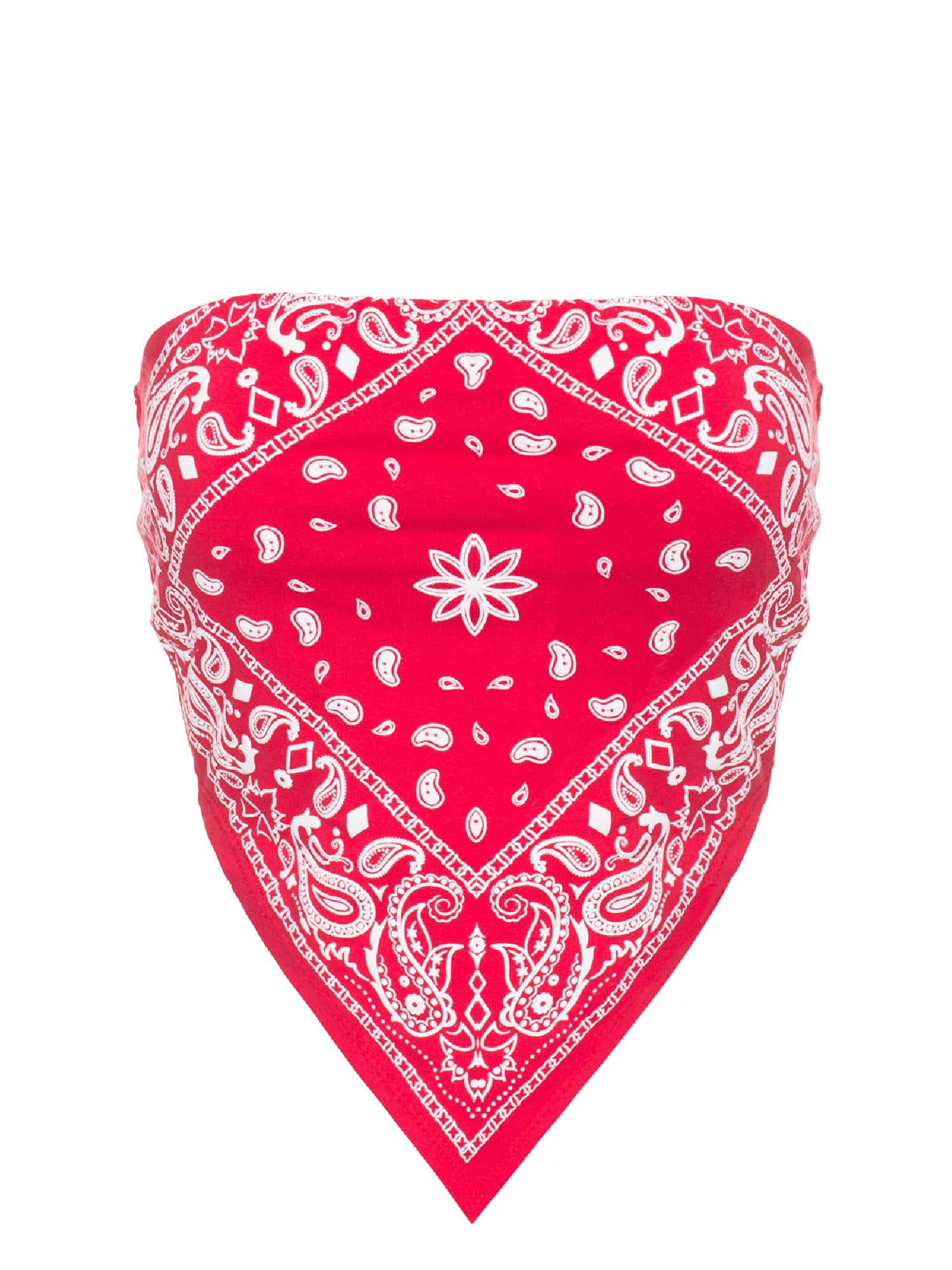 Made By Olivia Womens Sexy Paisley Tie Dye Bandana Tube Crop Top