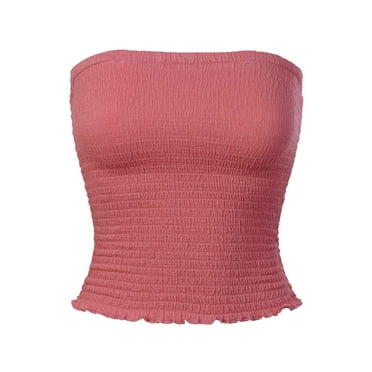 Zenana's Women Strapless Pleated Solid Colors Smocked Bandeau Sexy Tube ...