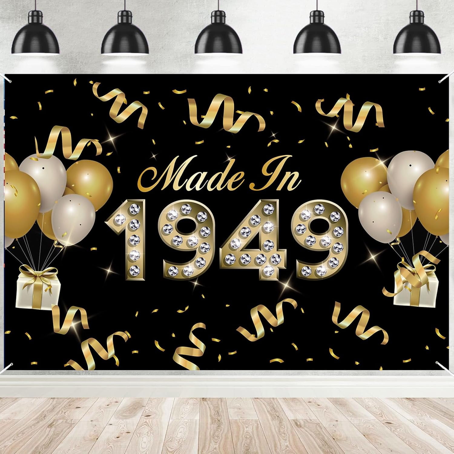 Made in 1949 Birthday Banner Backdrop, Cheer to 75 Years Happy Birthday ...