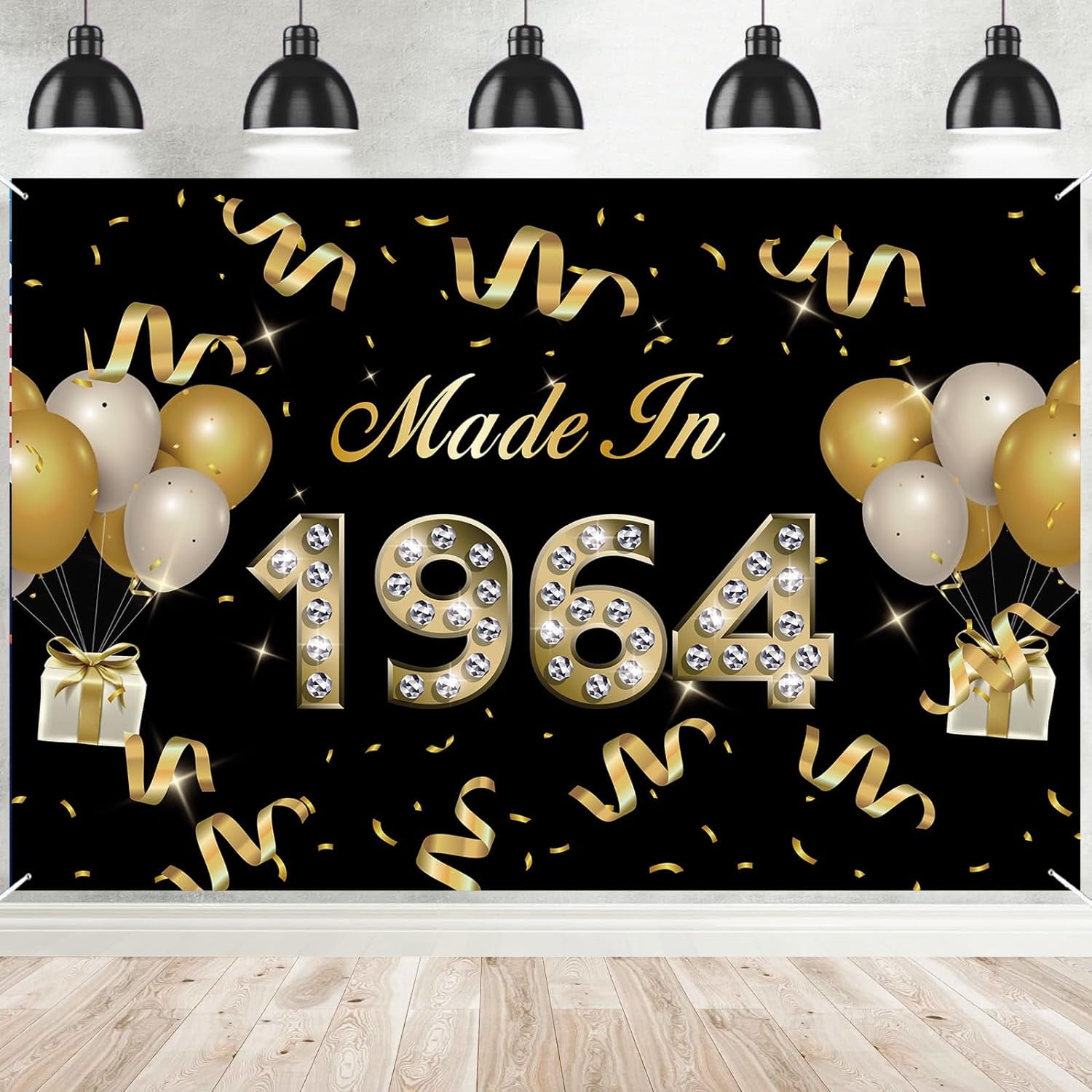 Made in 1964 Birthday Banner Backdrop, Cheer to 60 Years Happy Birthday ...