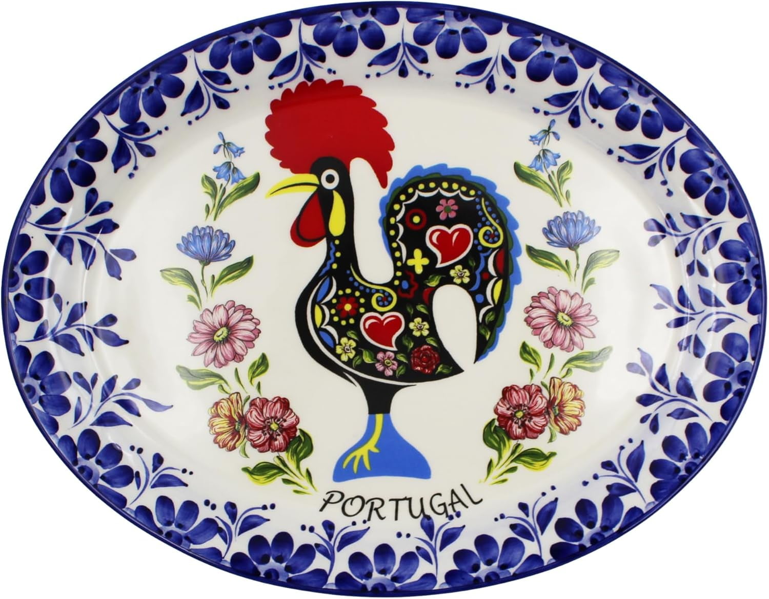 Made in Ceramic Oval Platter - Traditional Rooster Galo Barcelos Design ...