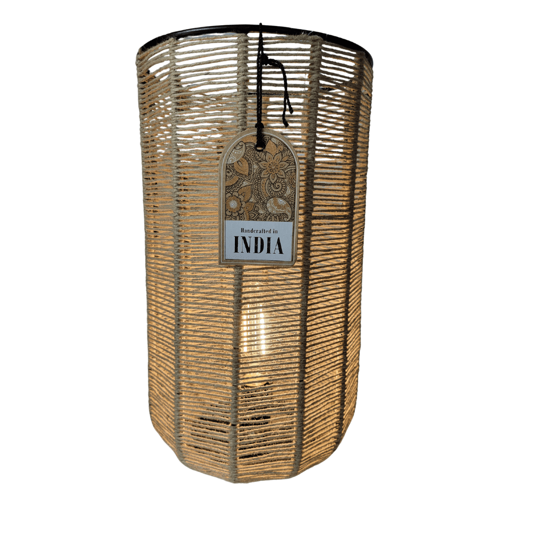 Made in India, Rattan Solid Stained Wood Pedestal Home Table Lamp ...