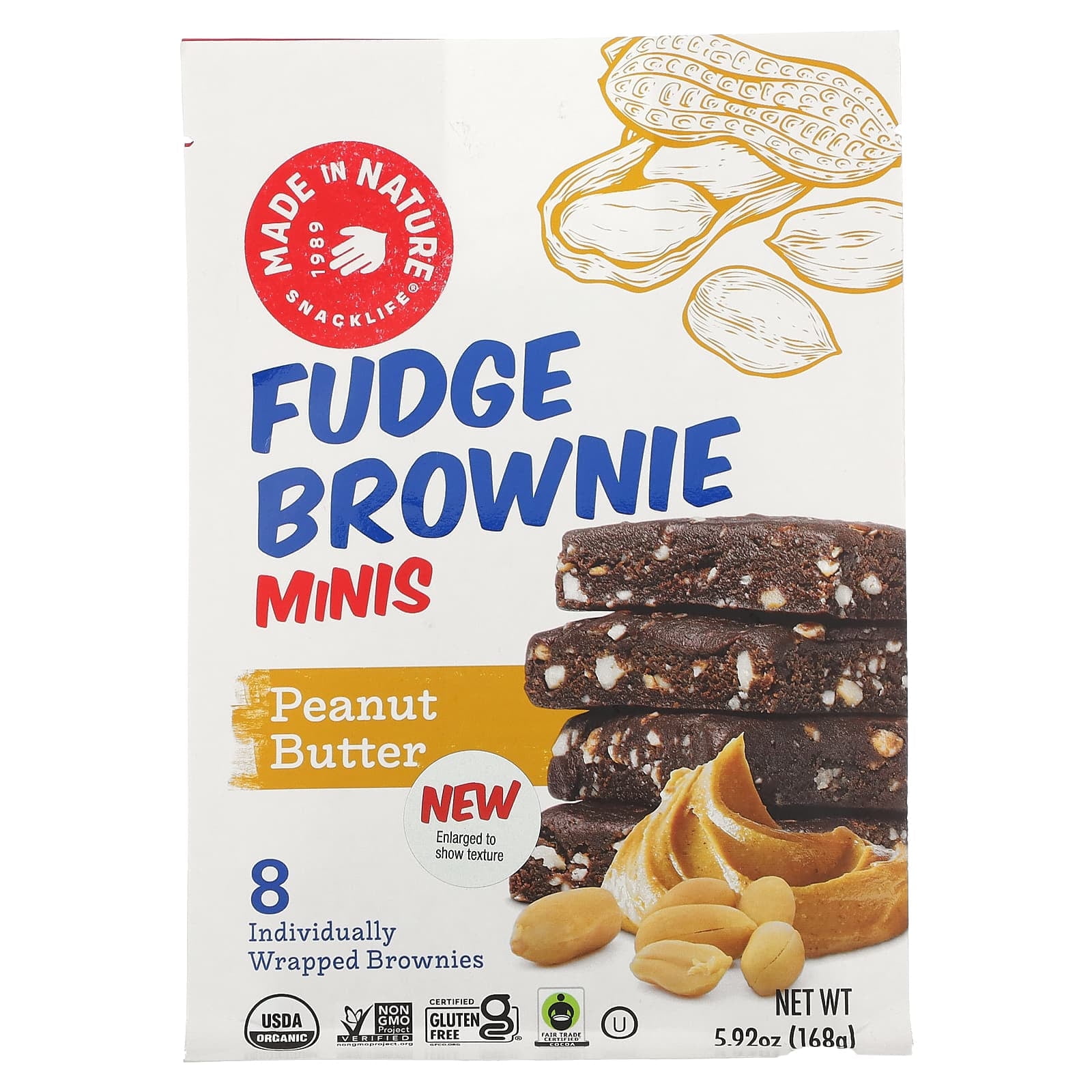 Made in Nature, Fudge Brownie Minis, Peanut Butter, 8 Brownies, 5.92 oz ...