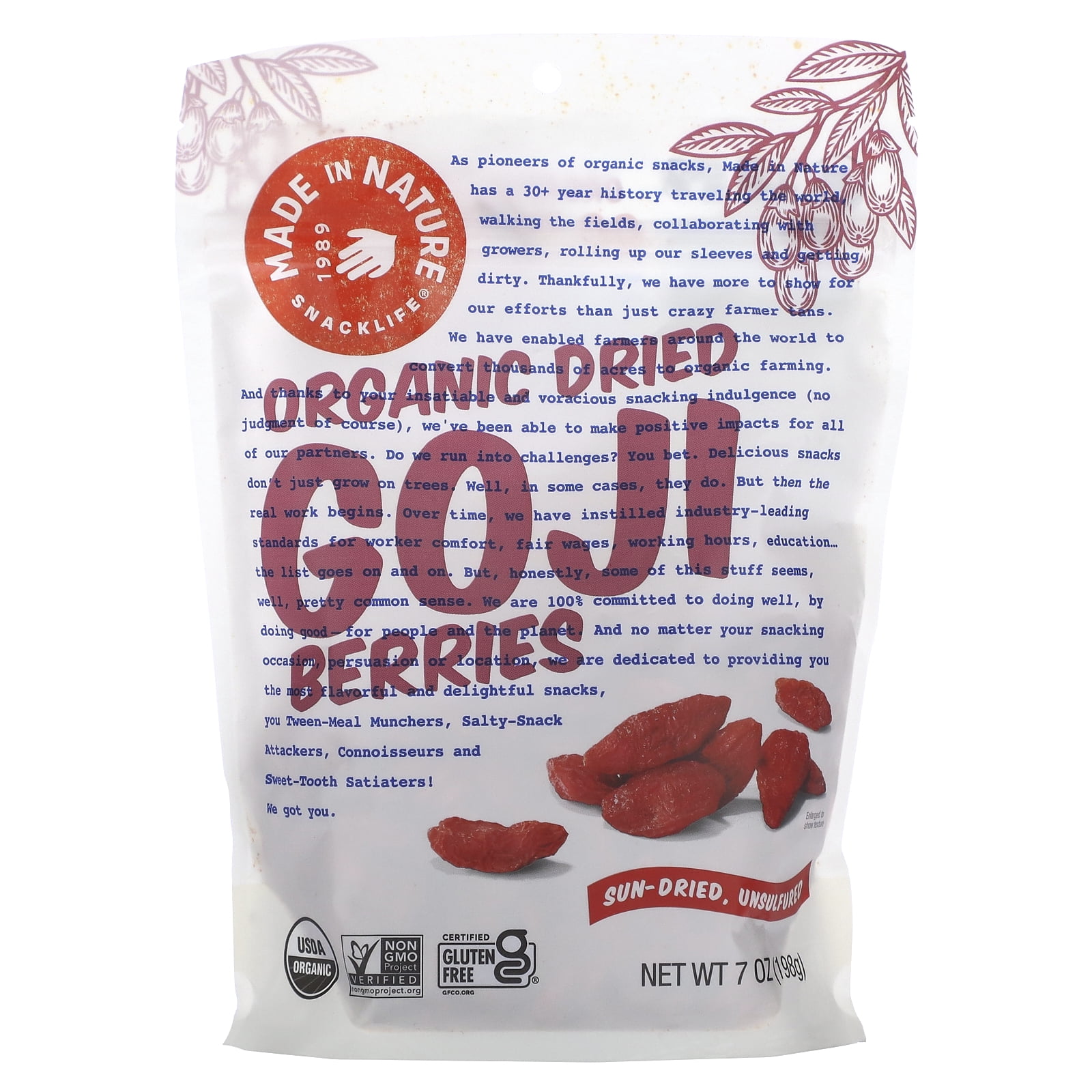 Made in Nature Organic Dried Goji Berries, 7 oz (1 Pack) - Walmart.com