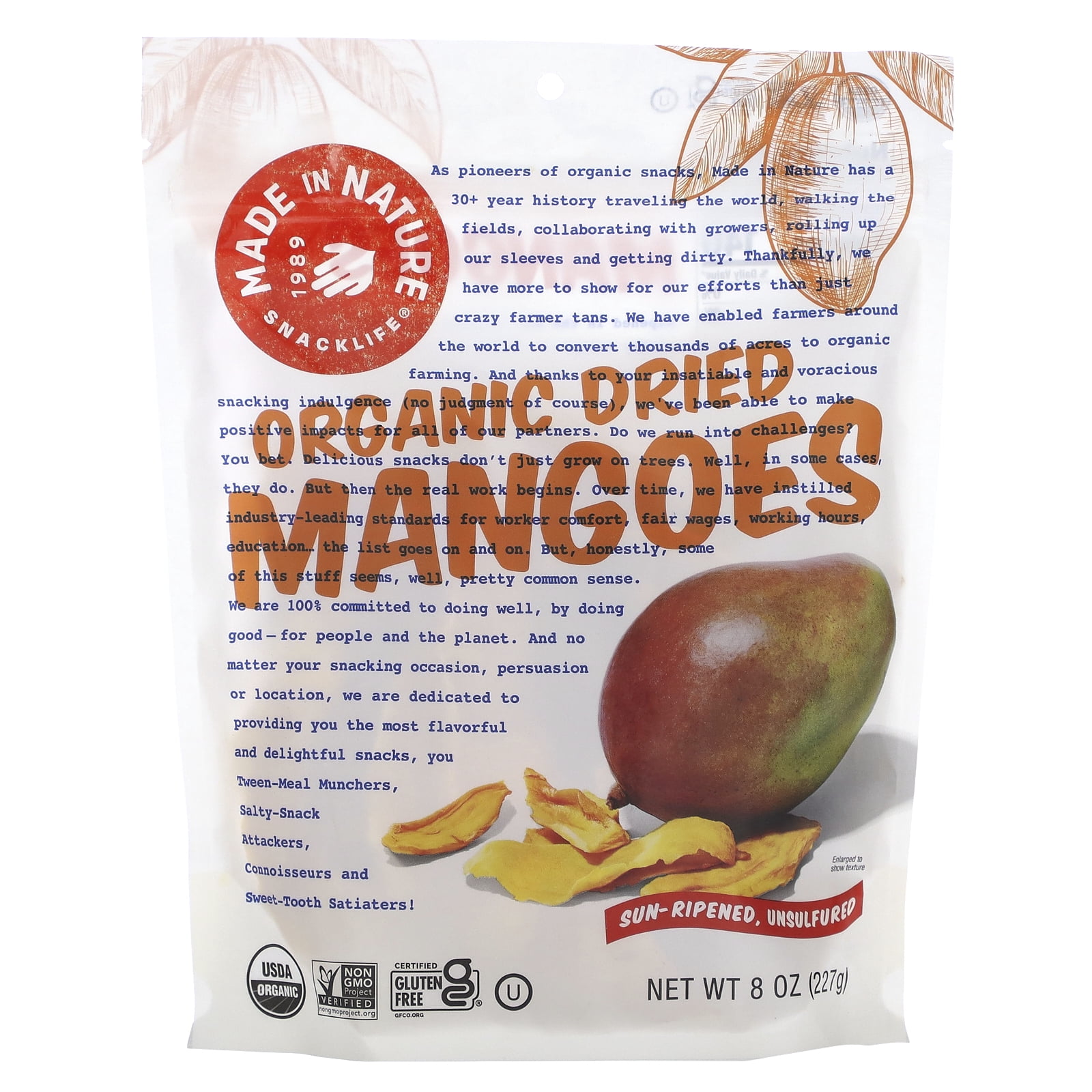 Made in Nature Organic Natural Mangoes, Sweet & Tangy, Sun Ripened, 8 ...