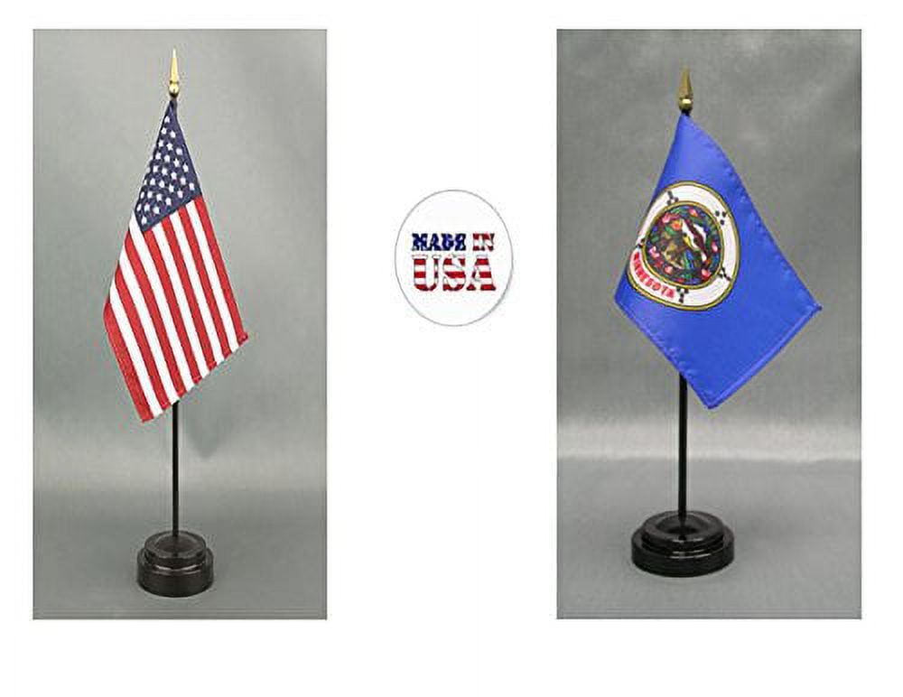Made in The USA. 1 American and 1 Minnesota 4"x6" Miniature Desk ...