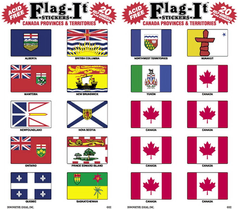 Canada Provinces Flag Stickers, 100 Flag It Brand Decals, American Made ...