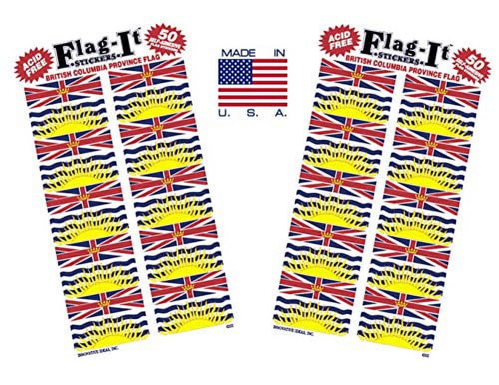 Made in The USA! 2 Packs of Flag-It British Columbia Flag Stickers, 100 ...