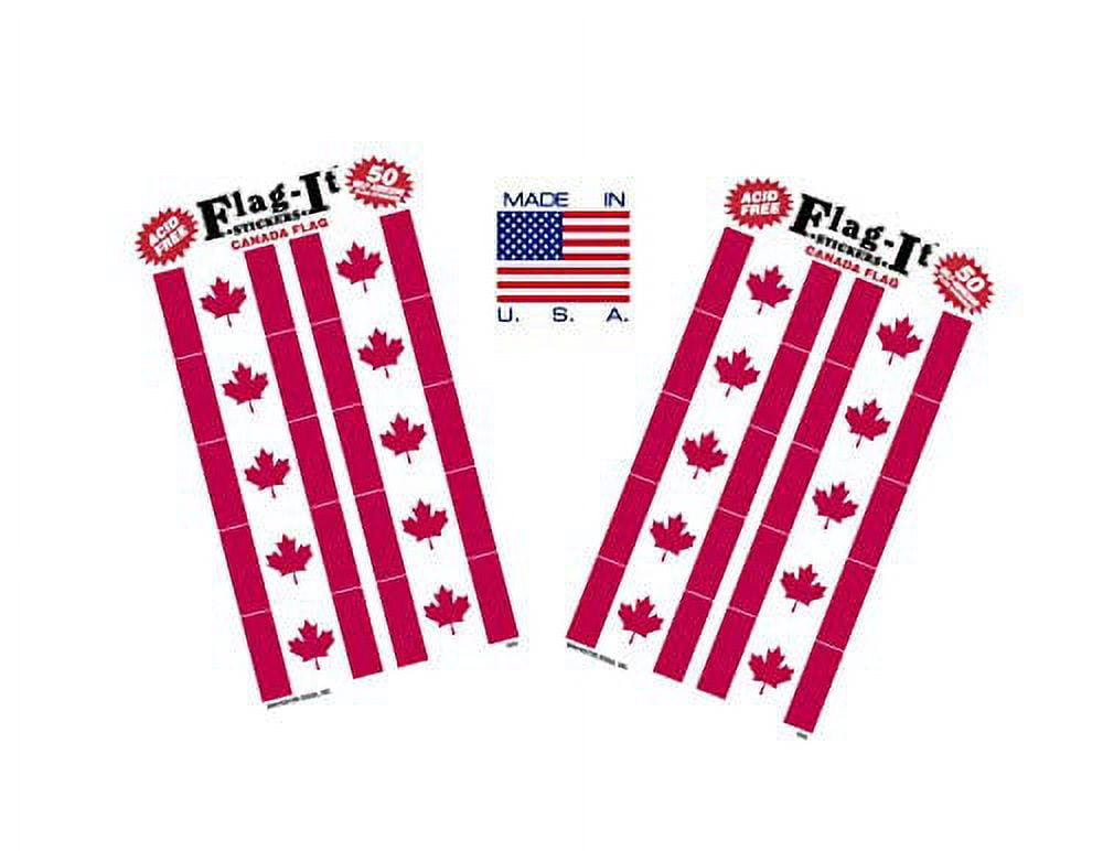 Made in The USA! 2 Packs of Flag-It Canada Flag Stickers, 100 Canadian ...