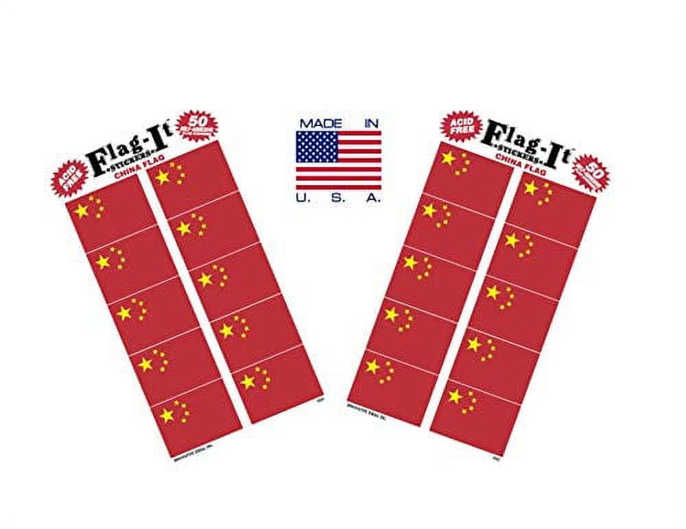 Made in The USA! 2 Packs of Flag-It China Flag Stickers, 100 Chinese ...