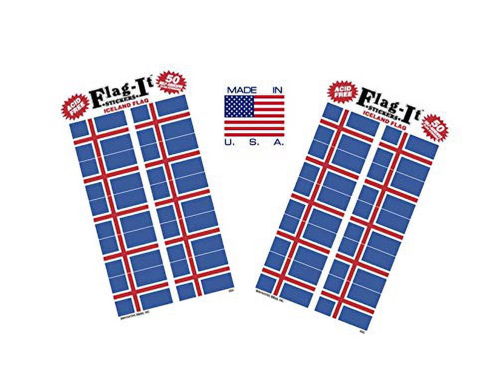 Made in The USA! 2 Packs of Flag-It Iceland Flag Stickers, 100 ...