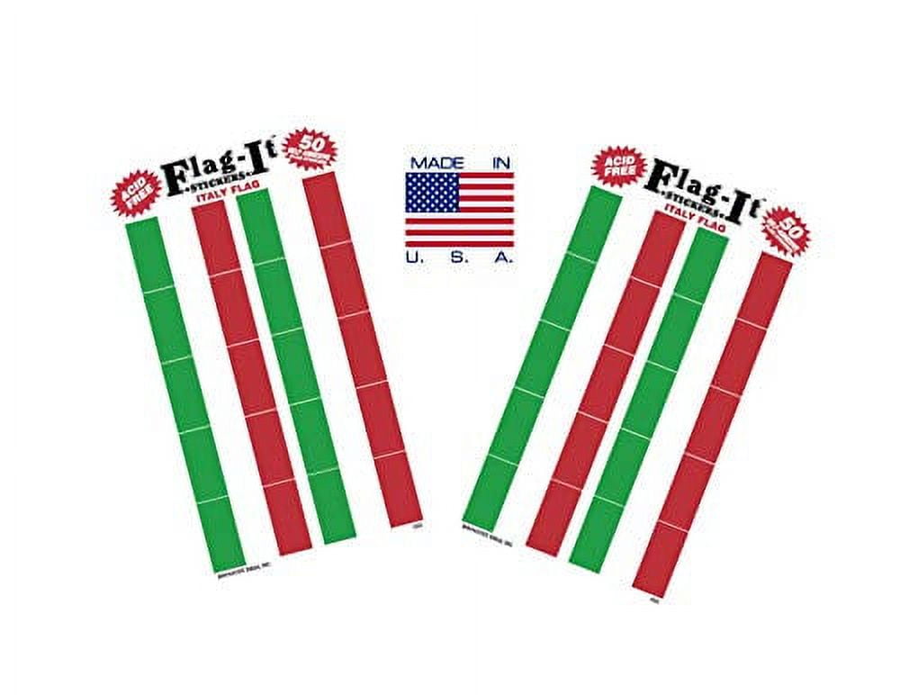 Made in The USA! 2 Packs of Flag-It Italy Flag Stickers, 100 Italian ...