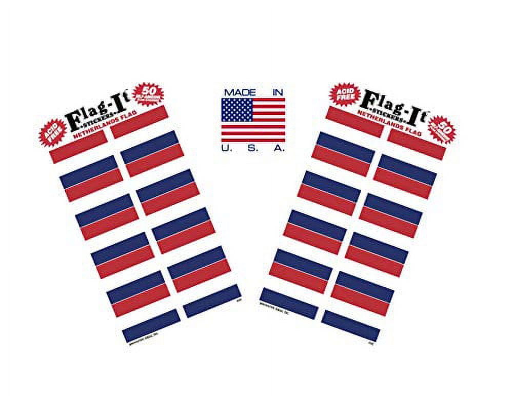 Made in The USA! 2 Packs of Flag-It Netherlands Flag Stickers, 100 ...