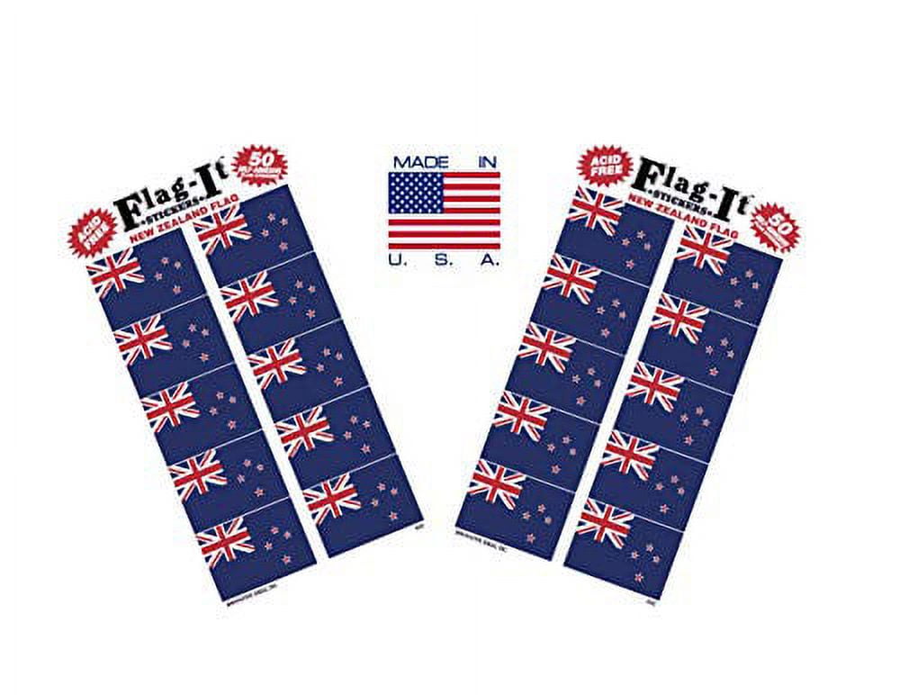 Made in The USA! 2 Packs of Flag-It New Zealand Flag Stickers, 100 New ...