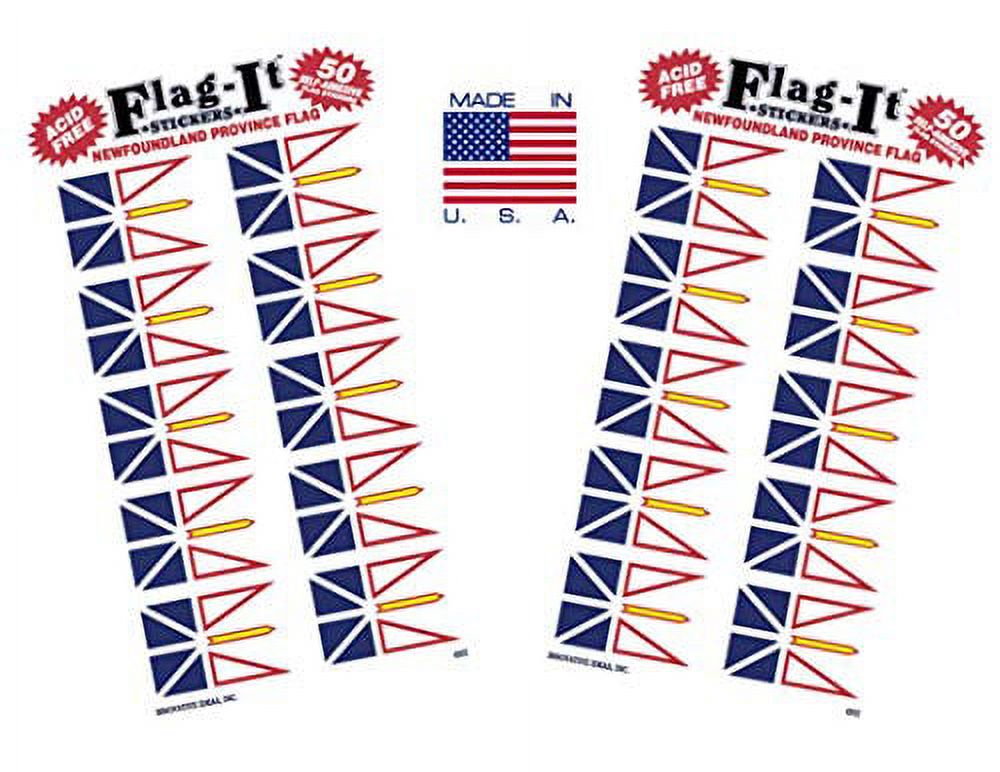 Made in The USA! 2 Packs of Flag-It Newfoundland Flag Stickers, 100 ...